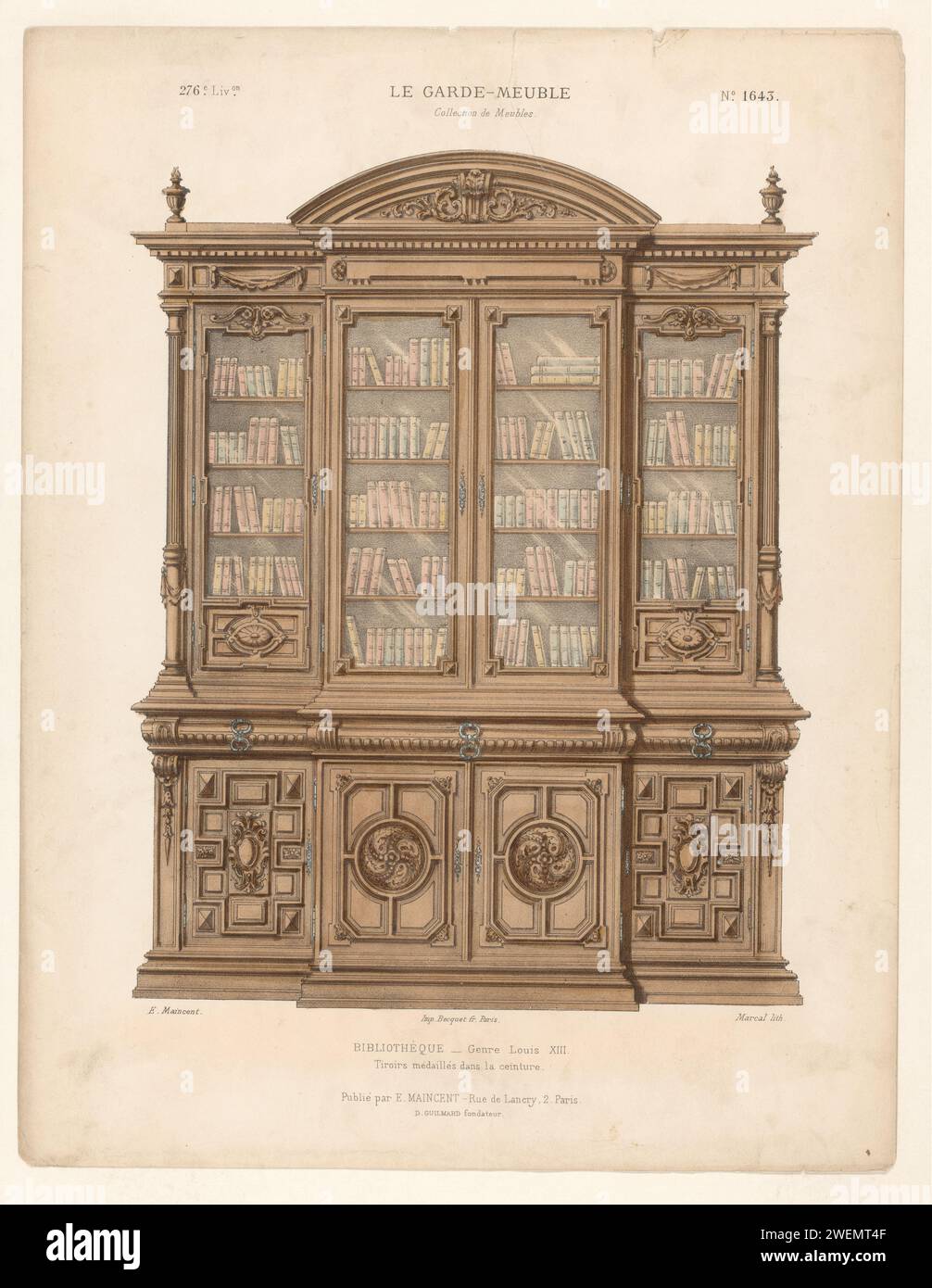 Bookcase, Marcal, 1885 - 1895 print A bookcase in the Louis XIII style ...