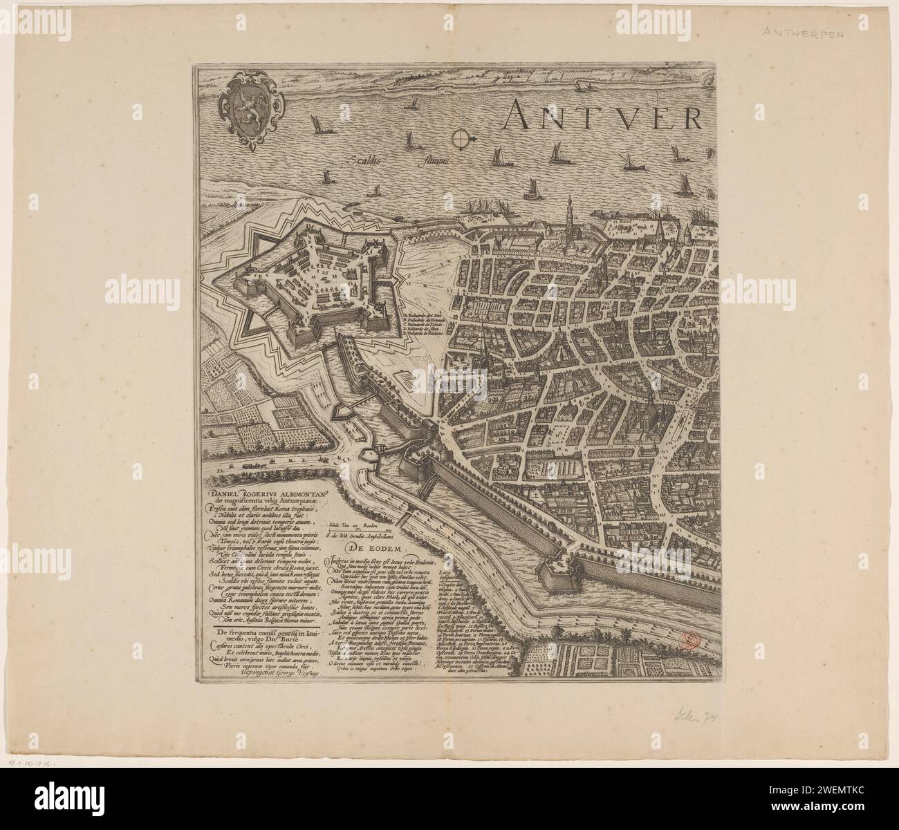 Map of Antwerp (left part), Symon Novelanus, Joris Hoefnagel, c. 1700 ...