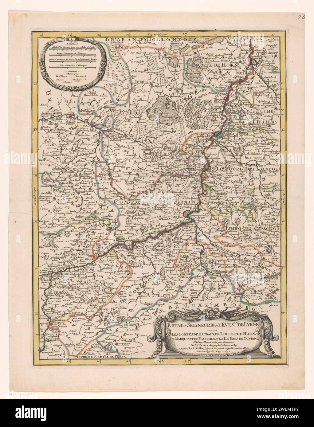 Map of the Principty Liège, Anonymous, 1692 print Map of the ...