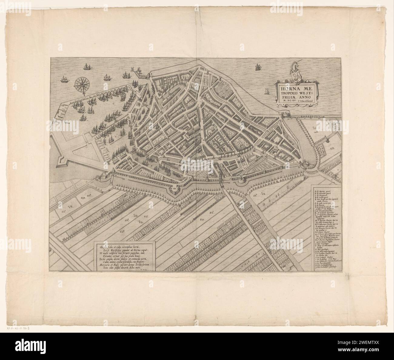 Map of Hoorn, Anonymous, After Theodorus Velius, in or after 1615 ...