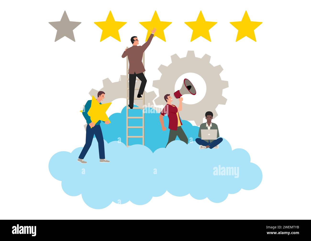 Simple flat vector illustration of casual business people doing ...