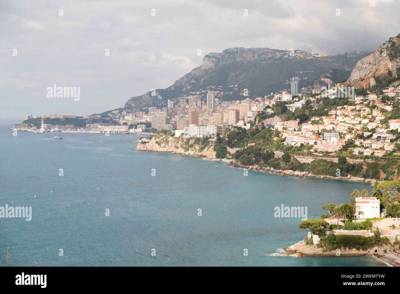 Monaco, view of Monte Carlo & Monaco from the coastal road to the east ...