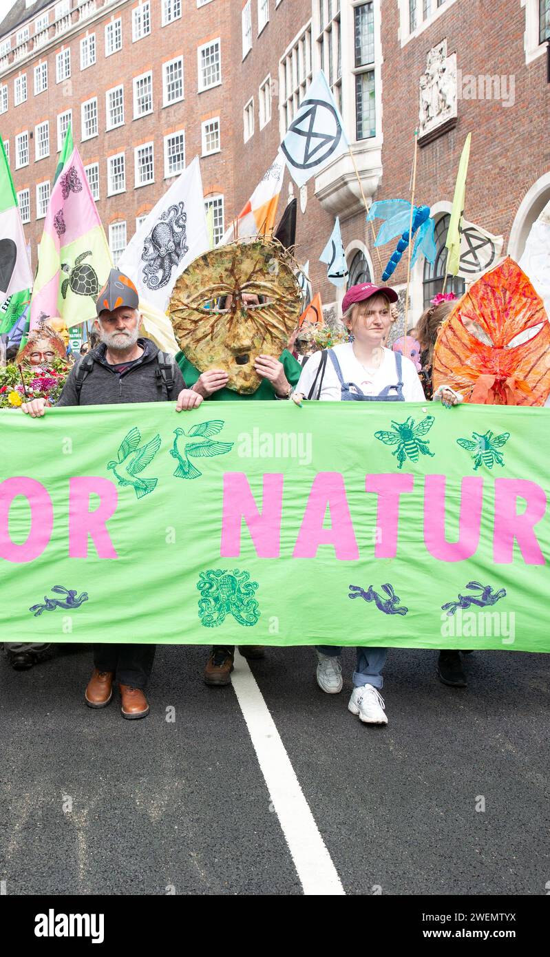 Climate activists gather and march during Extinction Rebellion’s action ...