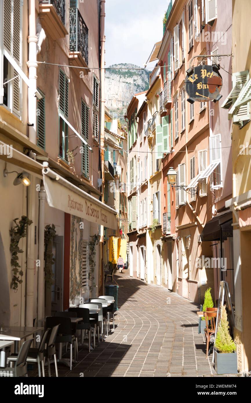 Monaco, narrow street in the Old Town part of Monaco Stock Photo - Alamy