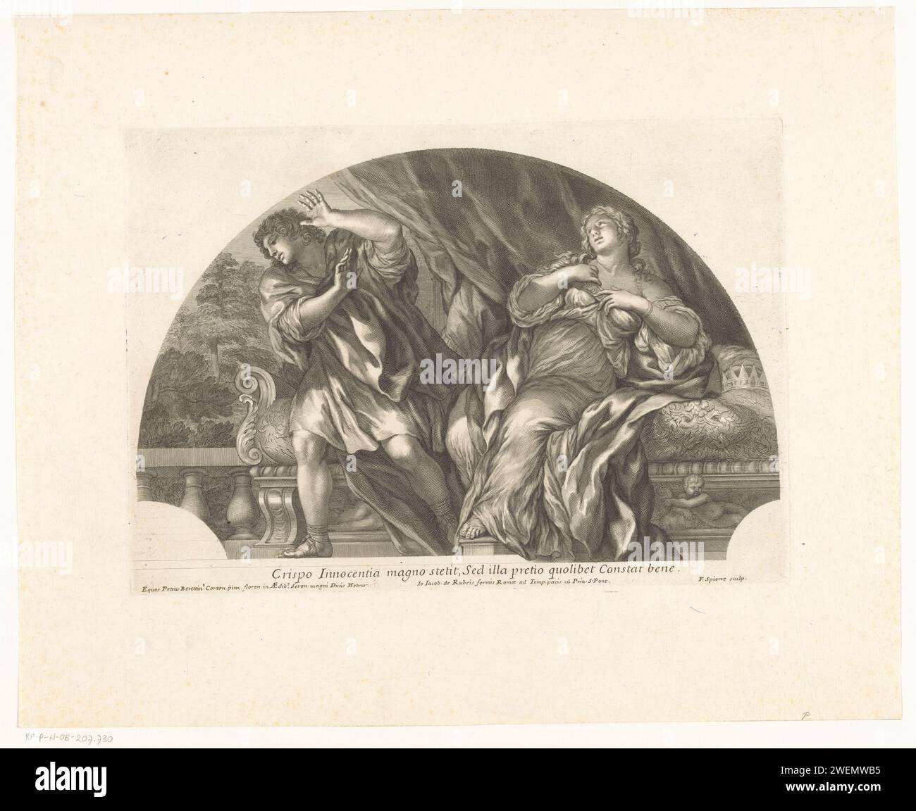 Crispus en Fausta, c. 1677 print Crispus flight away from Fausta who is ...