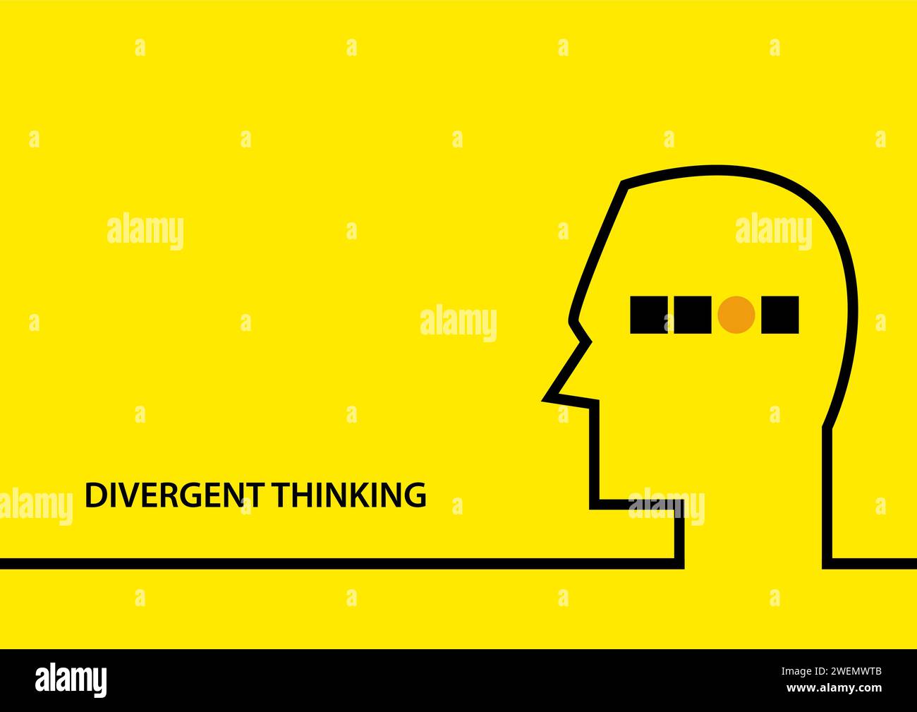 Simple flat vector illustration of divergent thinking symbol Stock ...