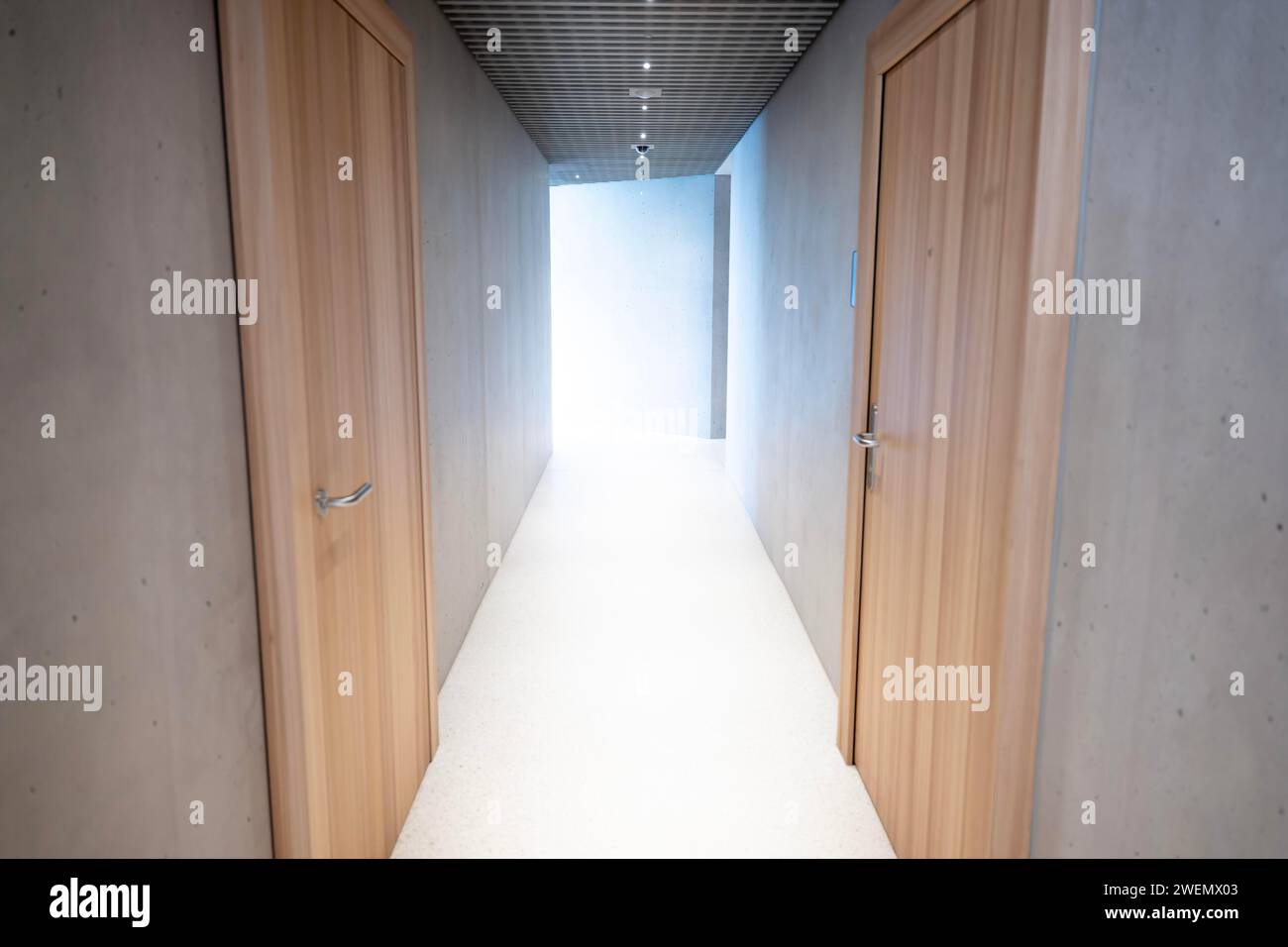 Modern Illuminated Concrete Corridor with Sunlight in Switzerland Stock ...