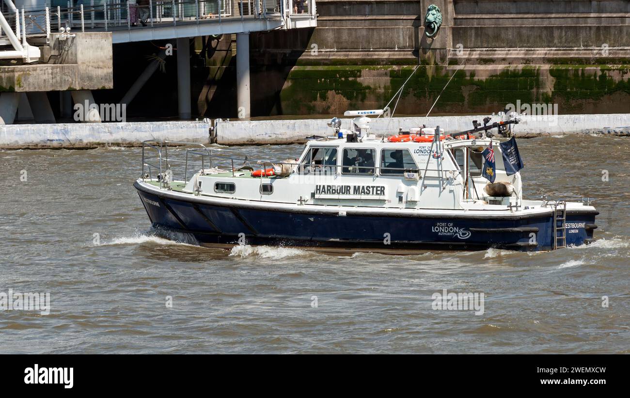 LONDON, UK - MAY 24, 2010: Port of London Harbour Master cutter ...