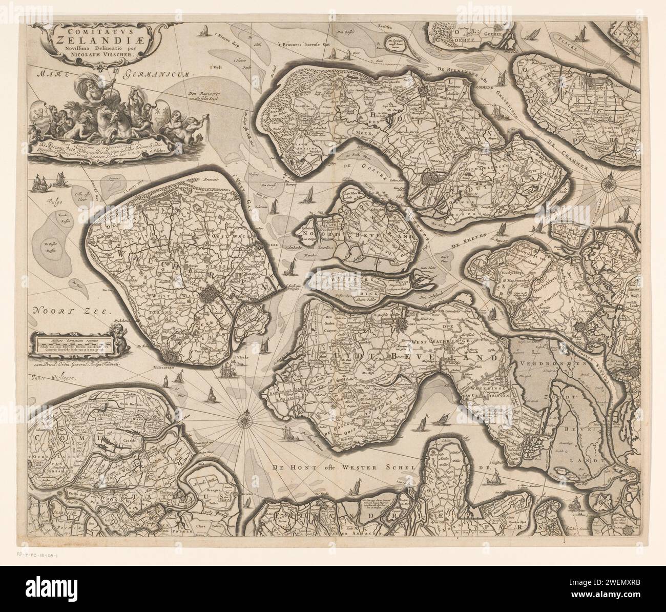Map of Zeeland, Anonymous, 1677 - 1720 print At the top left a ...