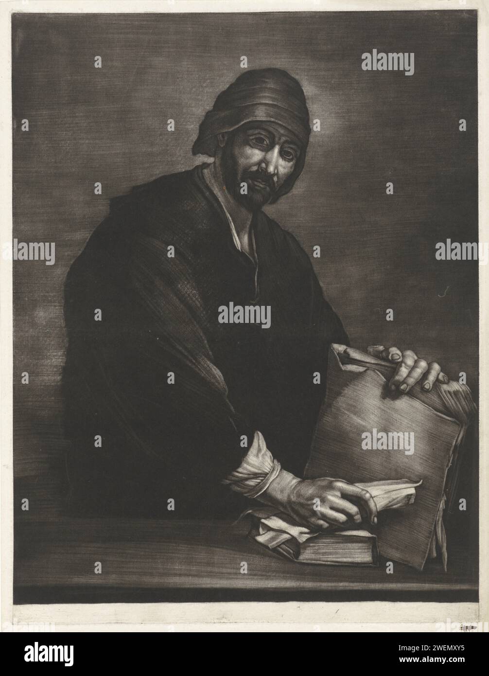 Philosopher with Book and Schrifrol, Bernard Vaillant, After Jusepe de ...