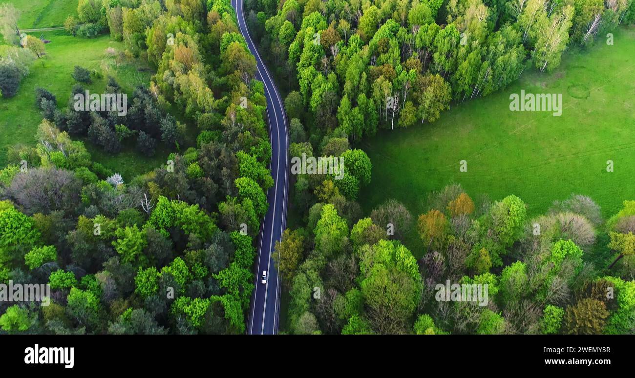 Cinematic aerial view car driving hi-res stock photography and images ...