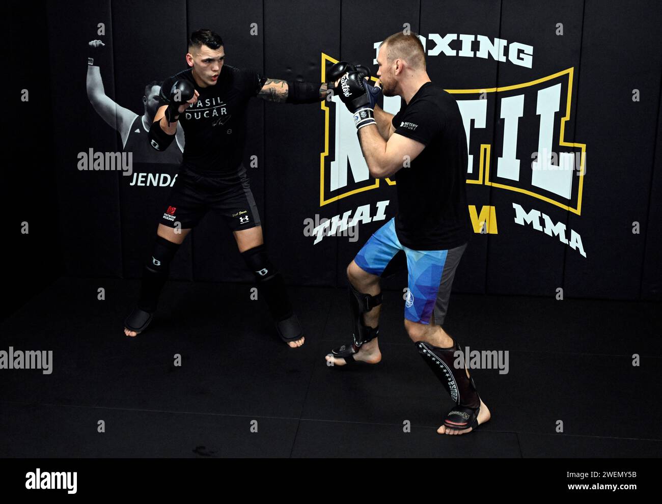 Prague, Czech Republic. 26th Jan, 2024. Wrestler Vasil Ducar (left) at ...