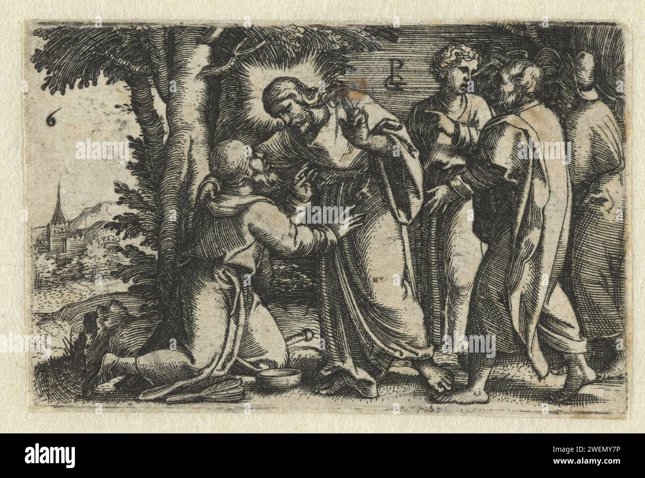 Christ heals a leper, Georg Pencz, 1534 - 1535 print paper engraving ...