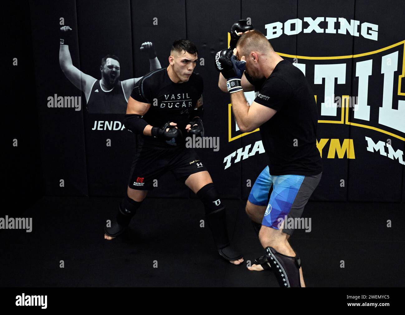 Prague, Czech Republic. 26th Jan, 2024. Wrestler Vasil Ducar (left) at ...