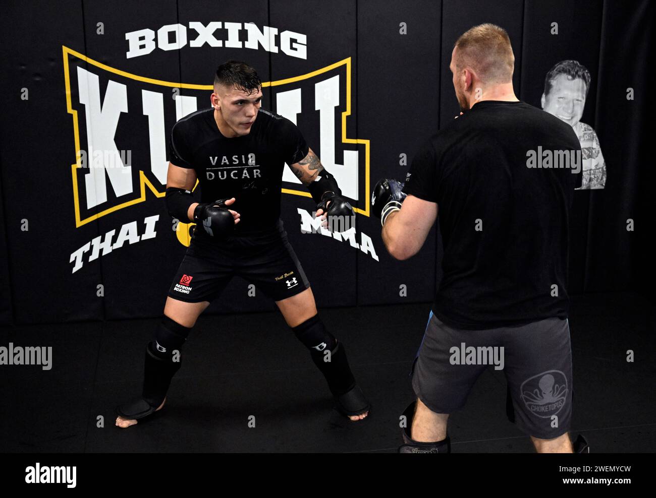 Prague, Czech Republic. 26th Jan, 2024. Wrestler Vasil Ducar (left) at ...