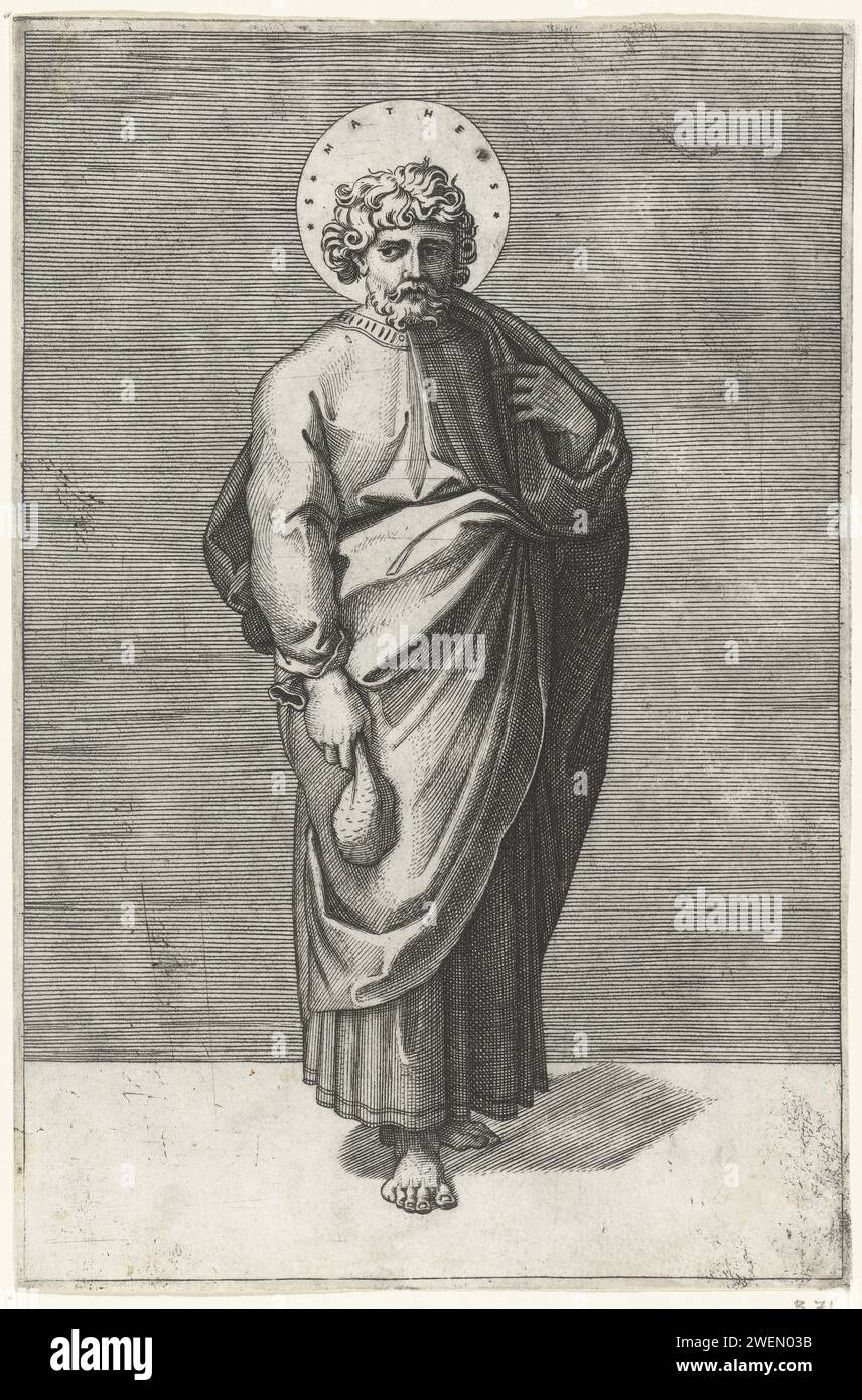 Apostle Matthew with Beurs, Marcantonio Raimondi, After Rafaël, 1517 ...