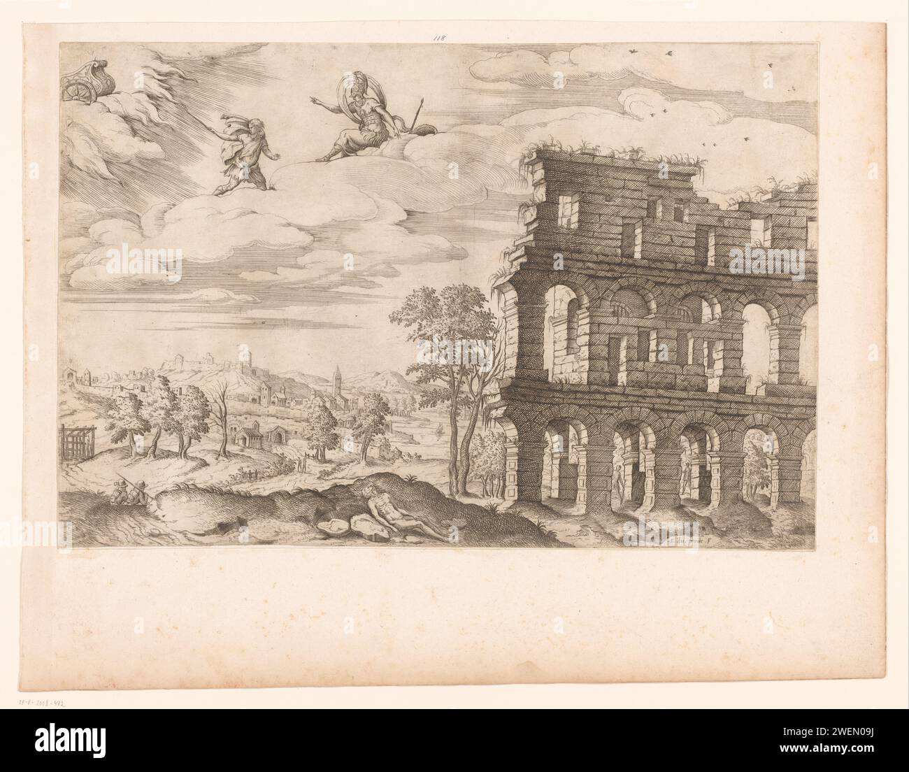 Prometheus steals fire after the founding of man, 1535 - 1604 print ...