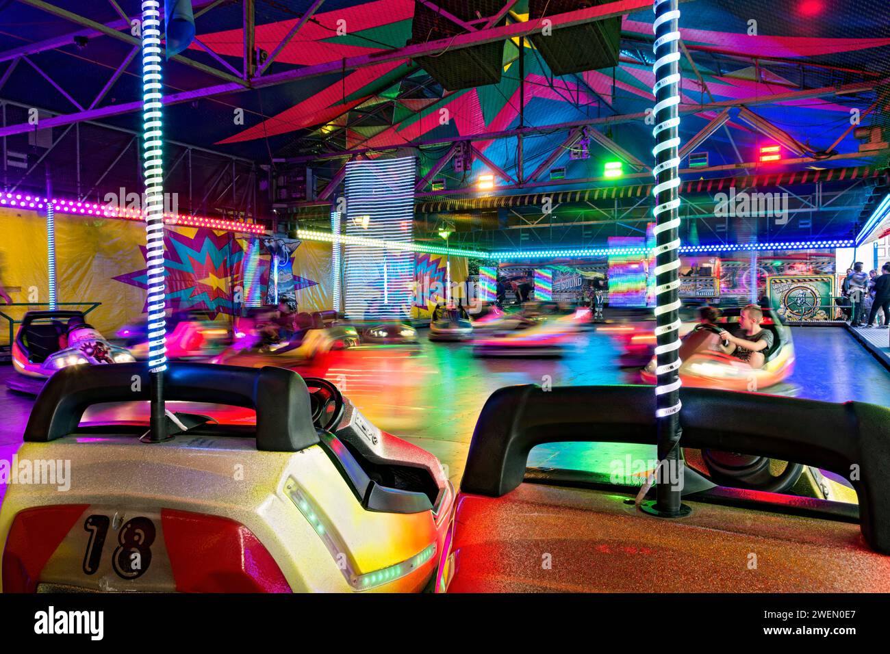 Autoscooter speedway, autodrome, bumper cars, electric cars with ...