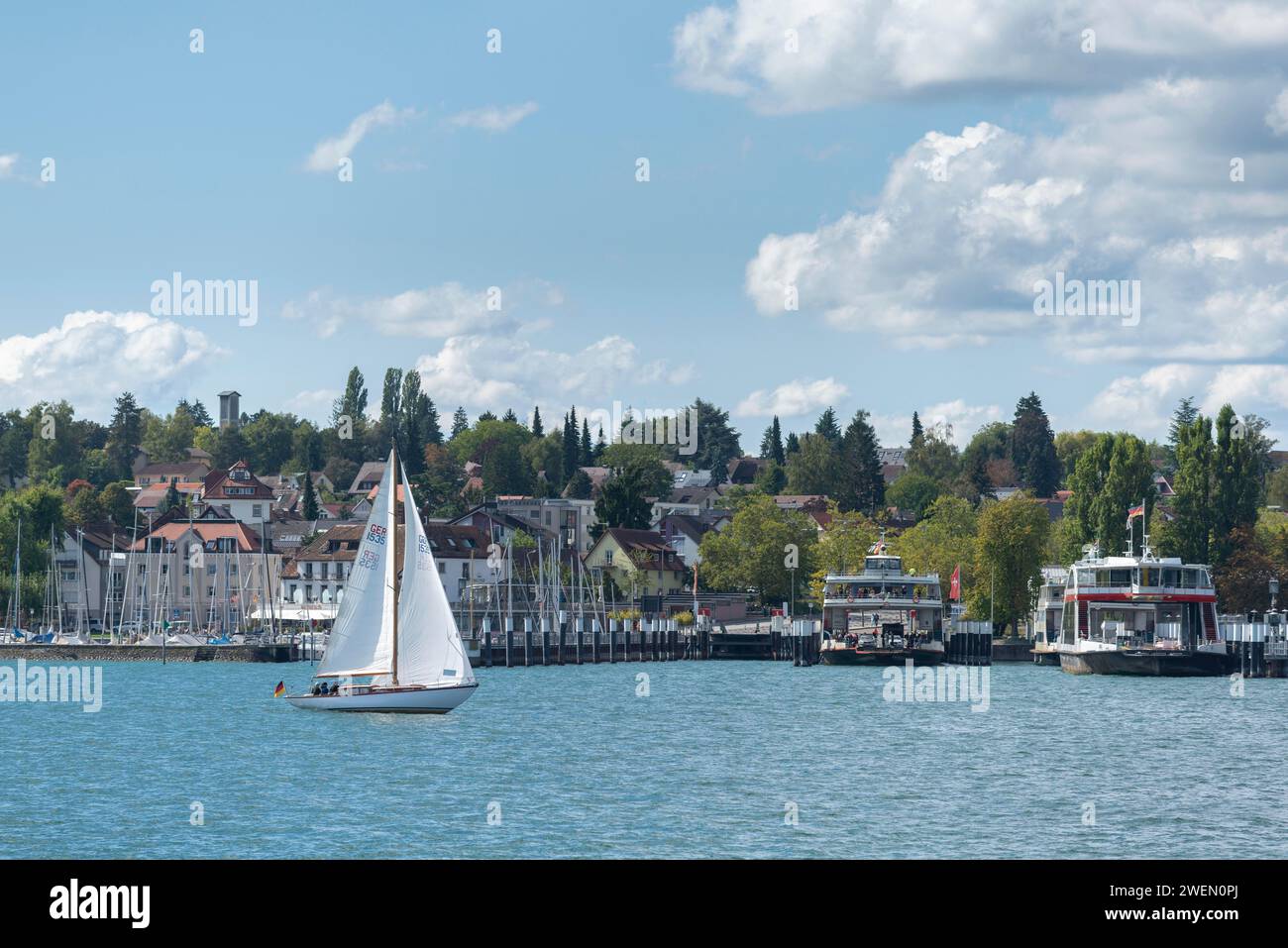 Constance on Lake Constance, Staad district, ferry harbour, car ferries ...