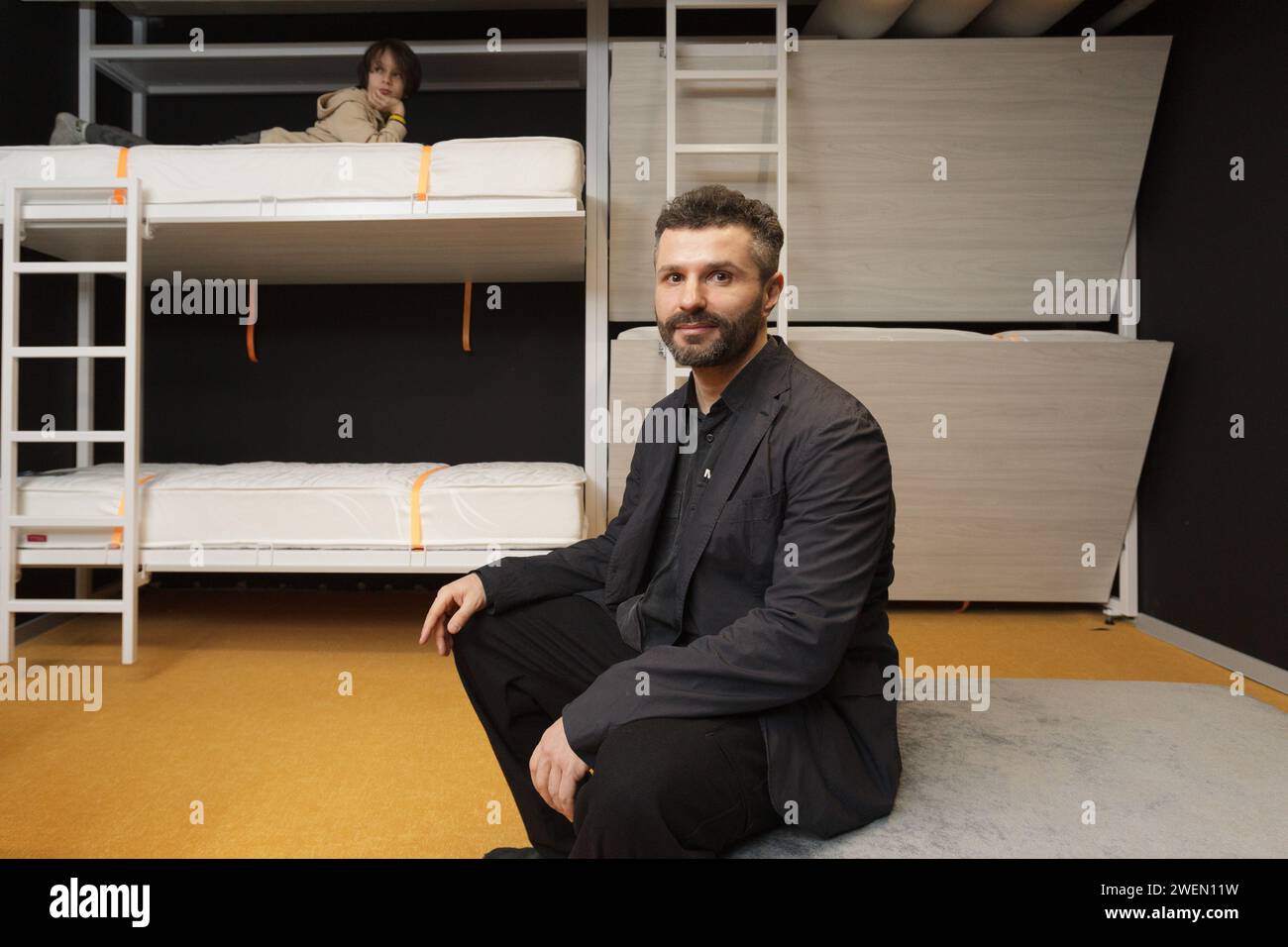 KYIV, UKRAINE - JANUARY 25, 2024 - Chief architect of the CLUST Space Project Pavlo Peker visits ...