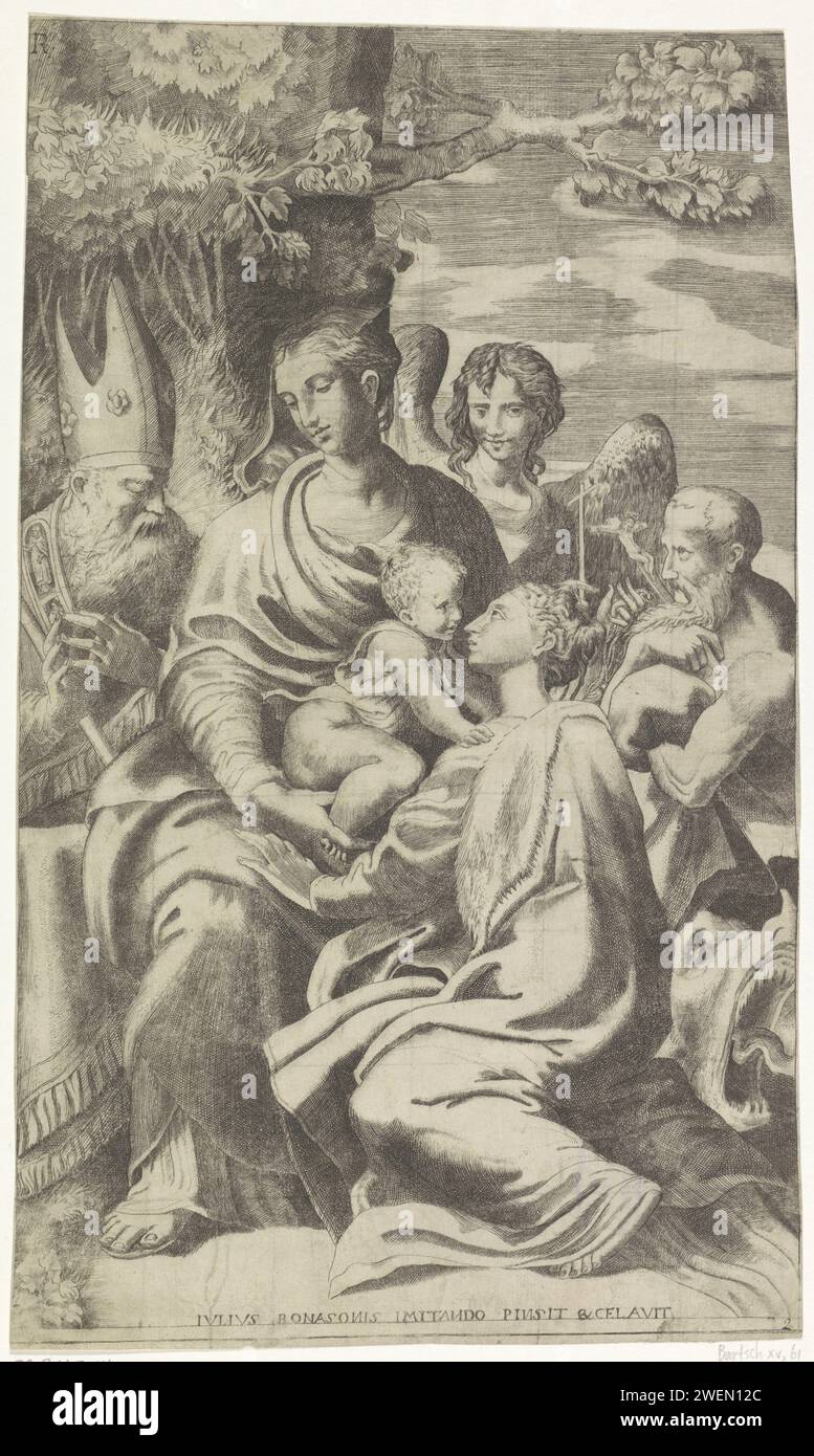 Mary with the Christ child and Saints, Giulio Bonasone, After ...
