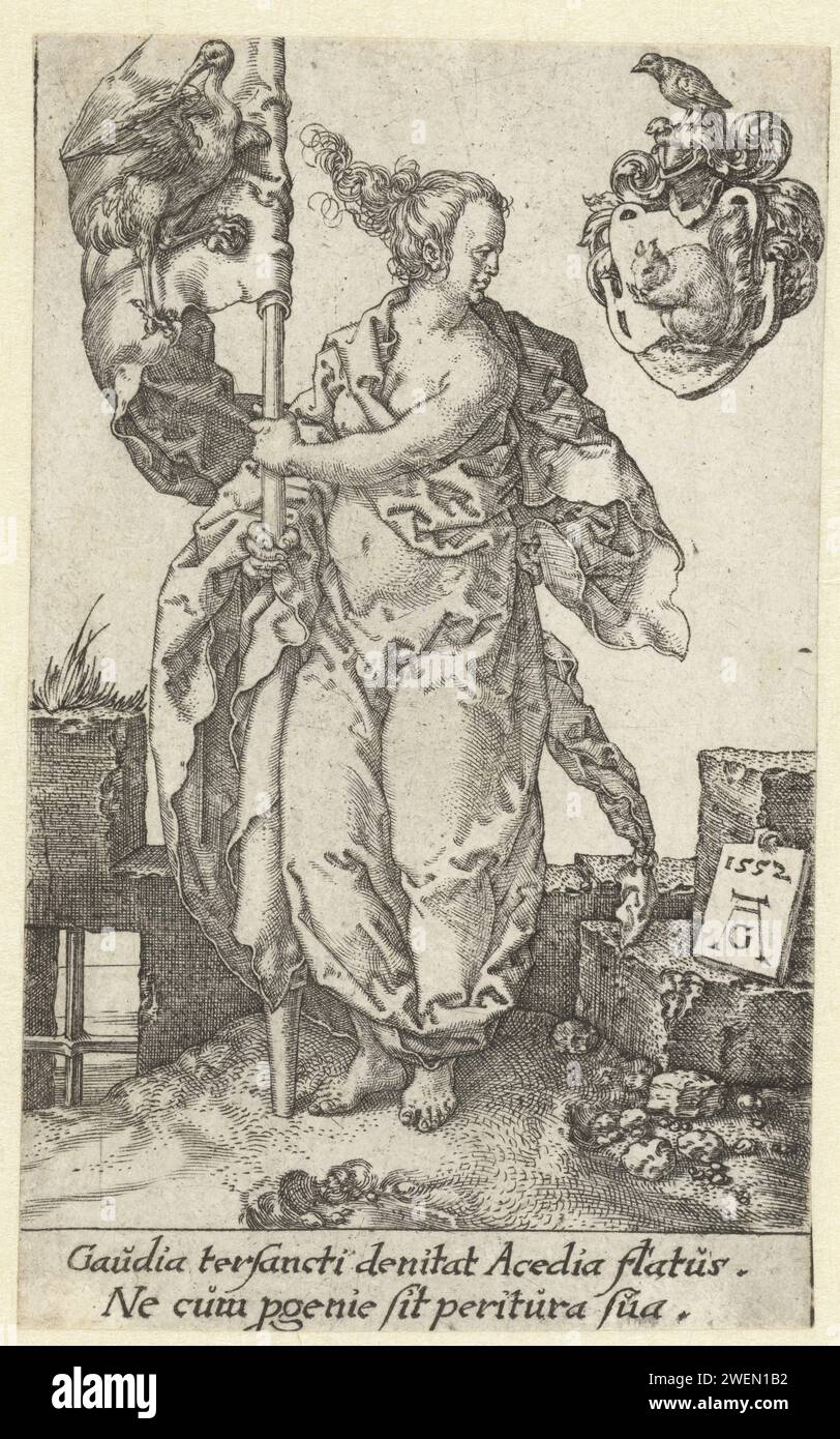 Carefulness, Heinrich Aldegrever, 1552 print Personification of care ...