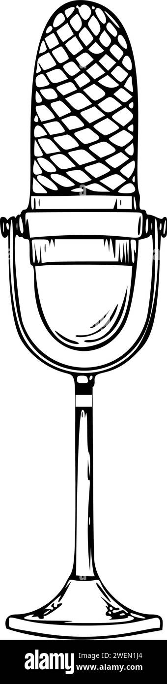 Microphone vector illustration. Drawing of musical item for singing or ...