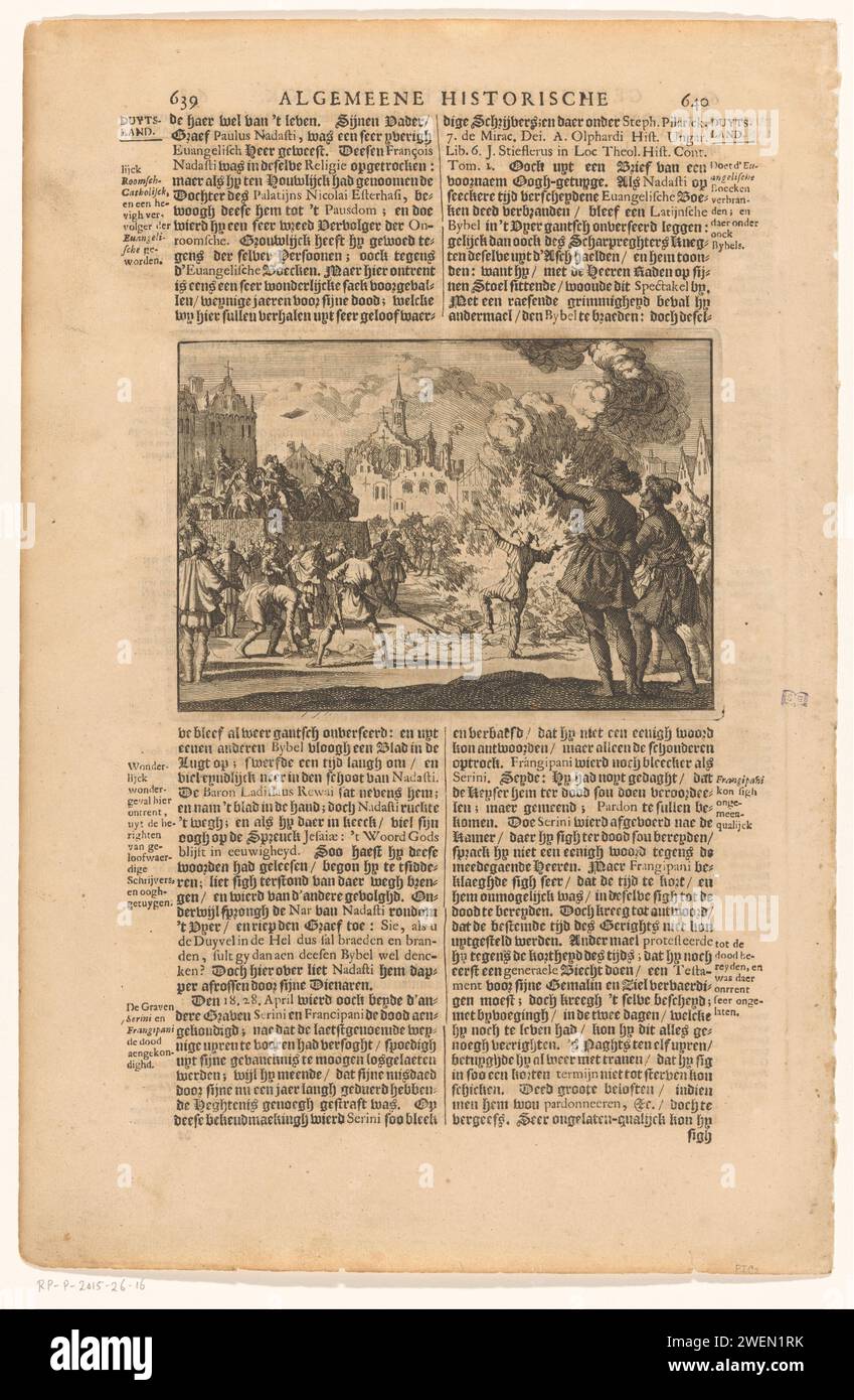 Bible burning in Hungary, 1689 - 1698 print Bible burning on a square ...