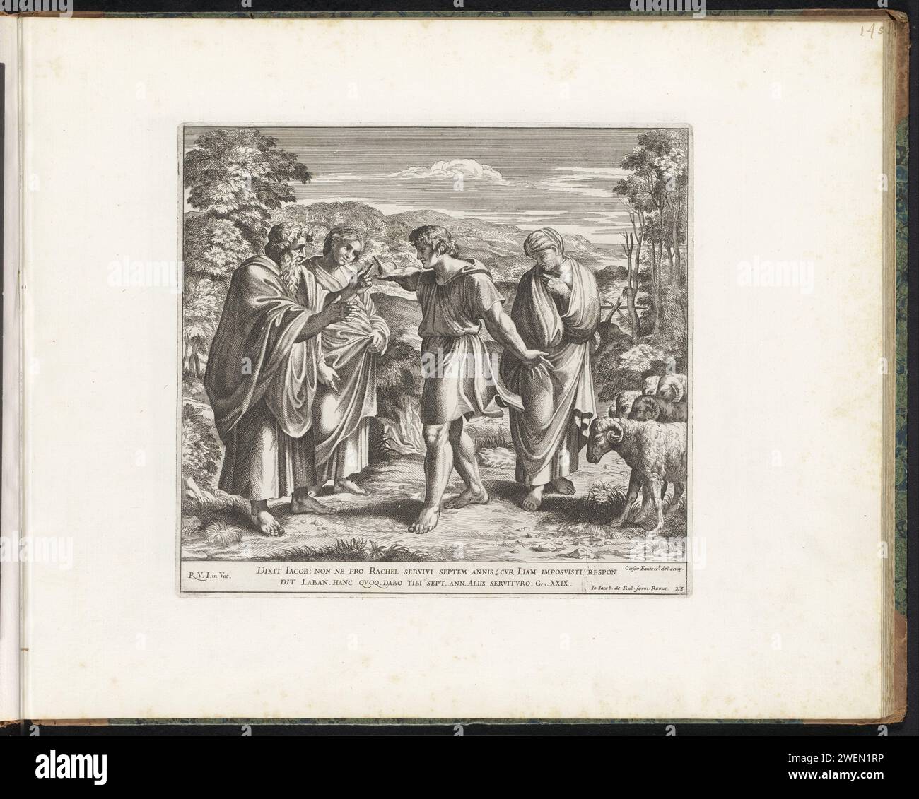 Jakob complains at Laban, Cesare Fantetti, After Rafaël, 1675 print ...