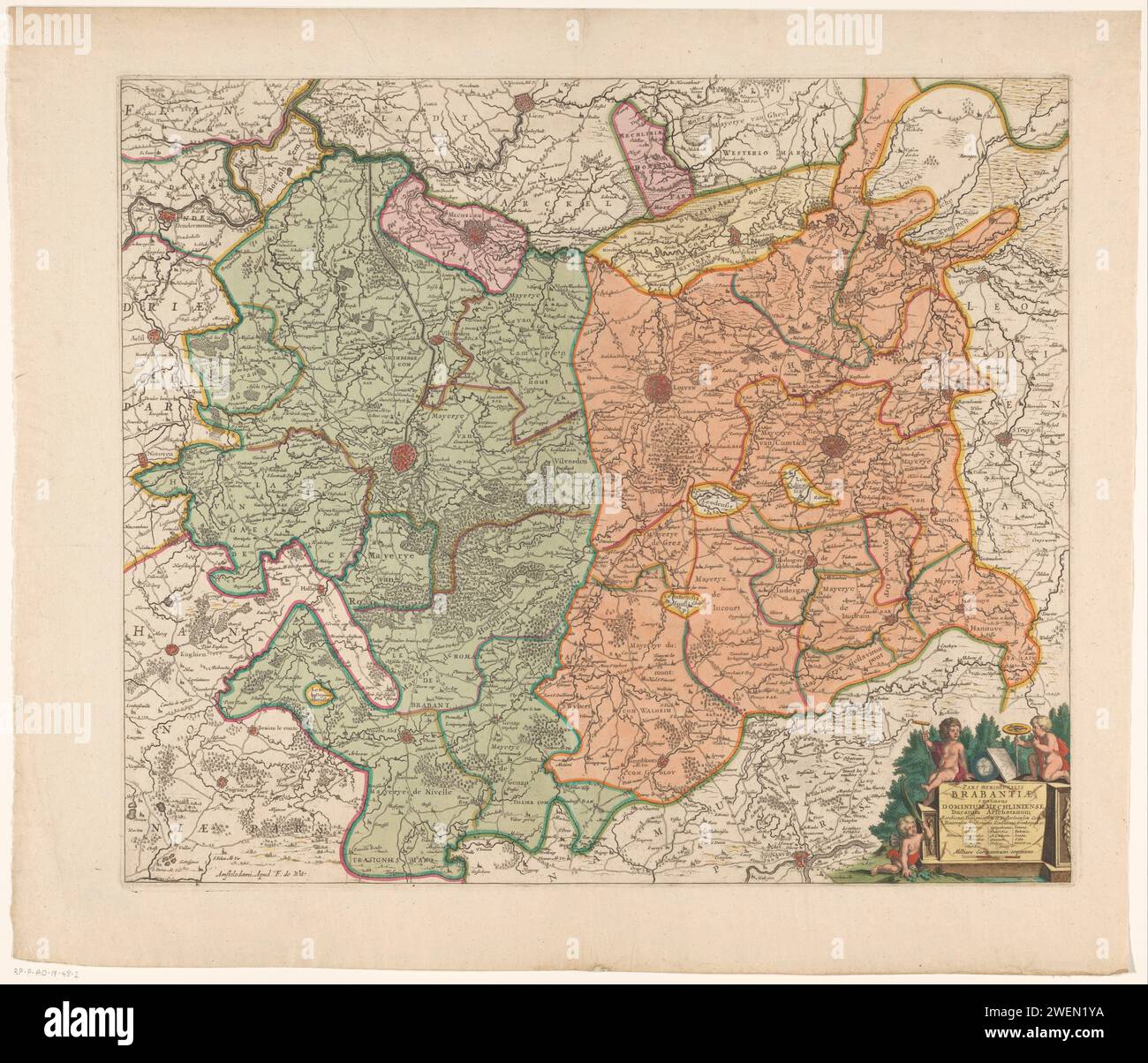 Map of the southern part of the Duchy Brabant, Anonymous, 1666 - 1696 print Map of the southern ...