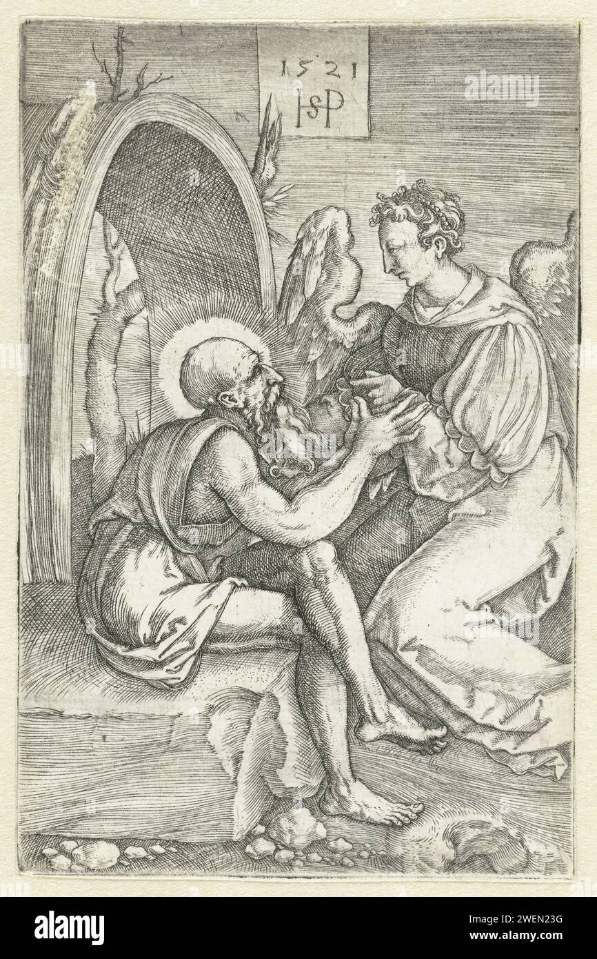 Saint Hieronymus in conversation with an angel, Hans Sebald Beham, 1521 ...