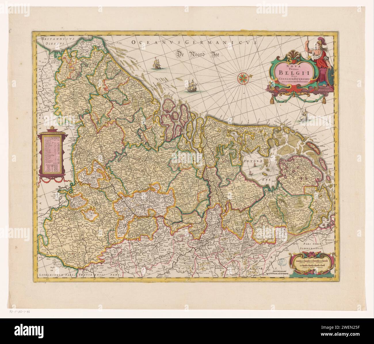 Map of the seventeen provinces, c. 1700 print On the left a cartouche with an overview of the ...