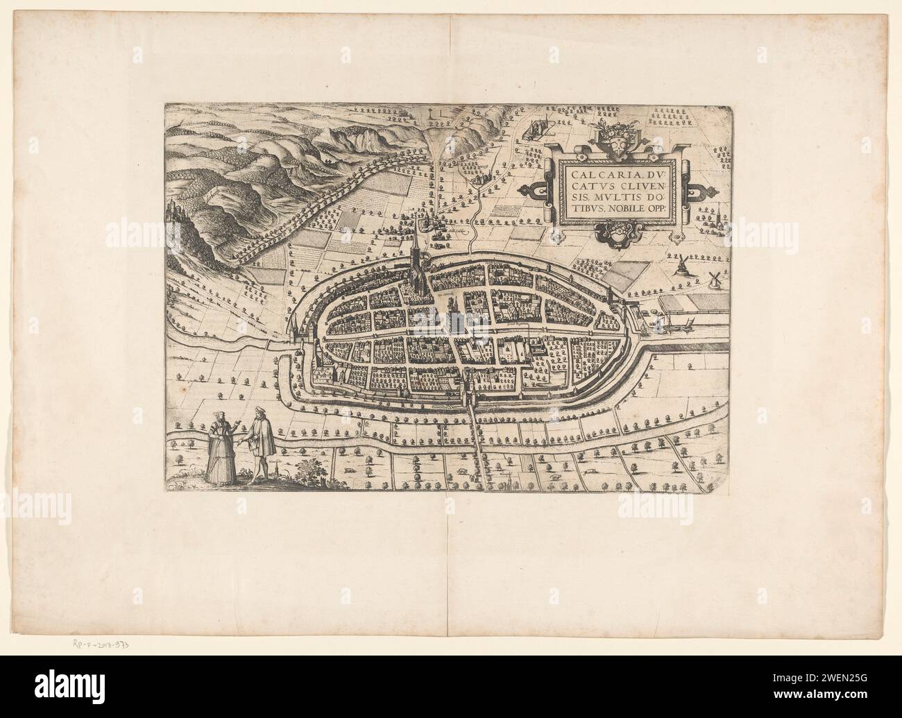 Map of Kalkar, Anonymous, c. 1580 - c. 1635 print Map of Kalkar in a ...