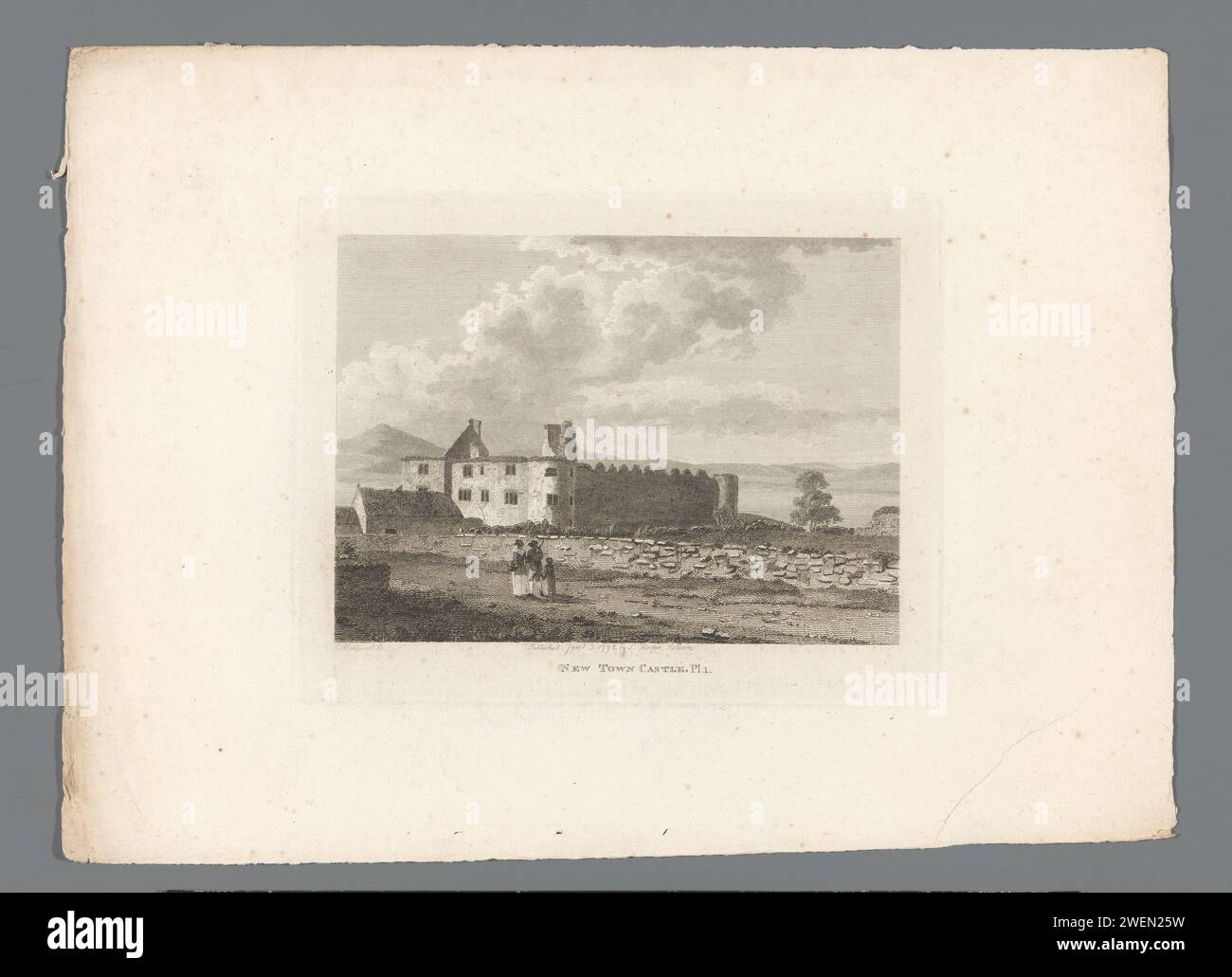View of the ruins of Newtown Castle, Thomas Medland, 1792 print paper ...