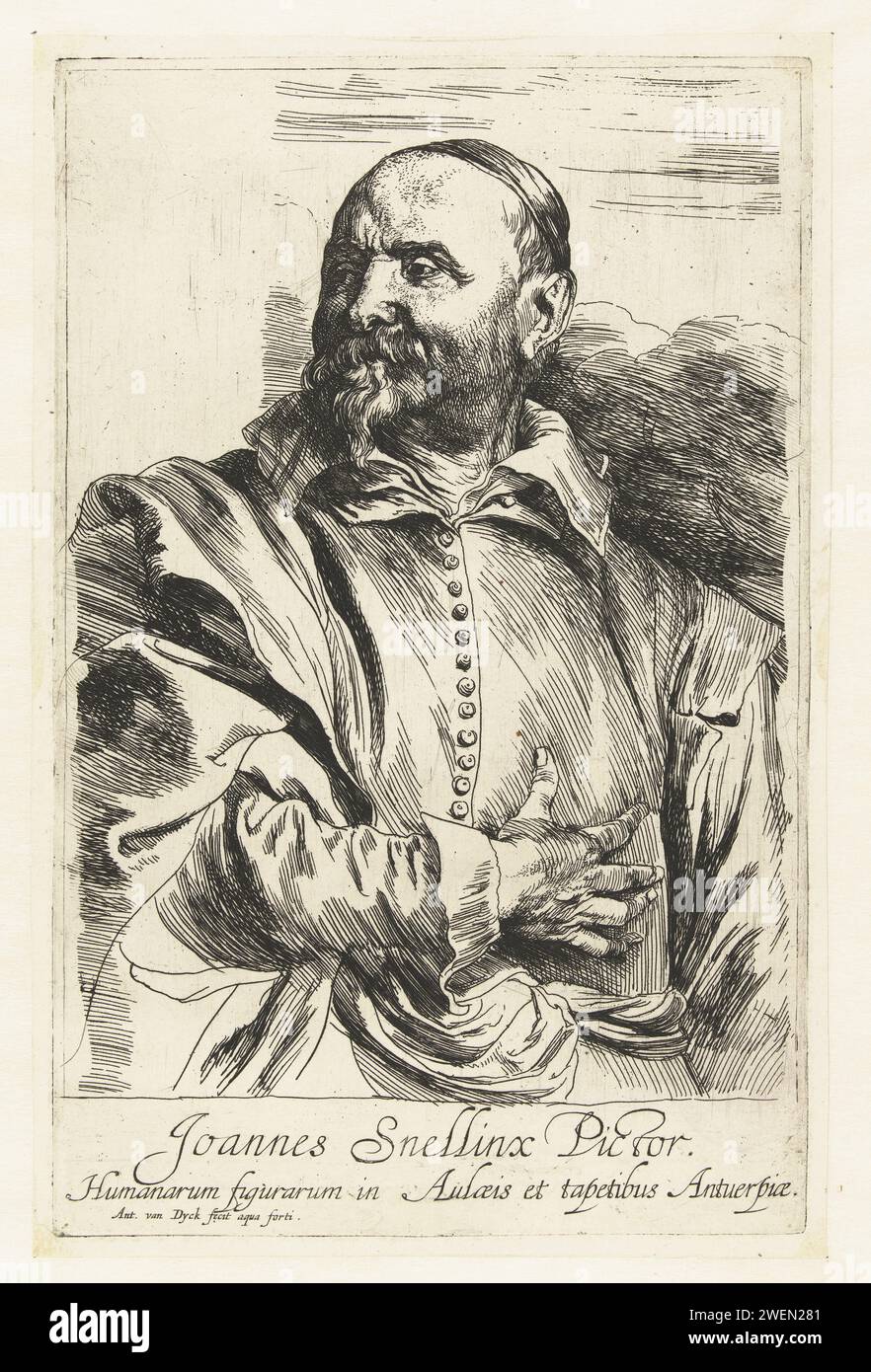 Portrait of Jan Snellinck, Anthony Van Dyck, 1630 - 1636 print Portret ...