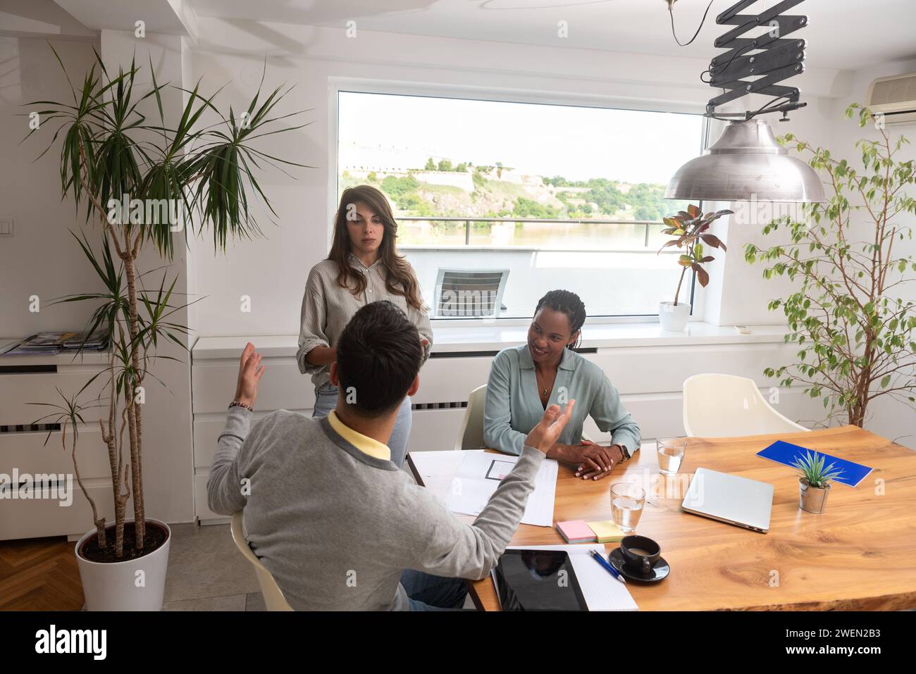 Group of young business people interior and exterior designers ...