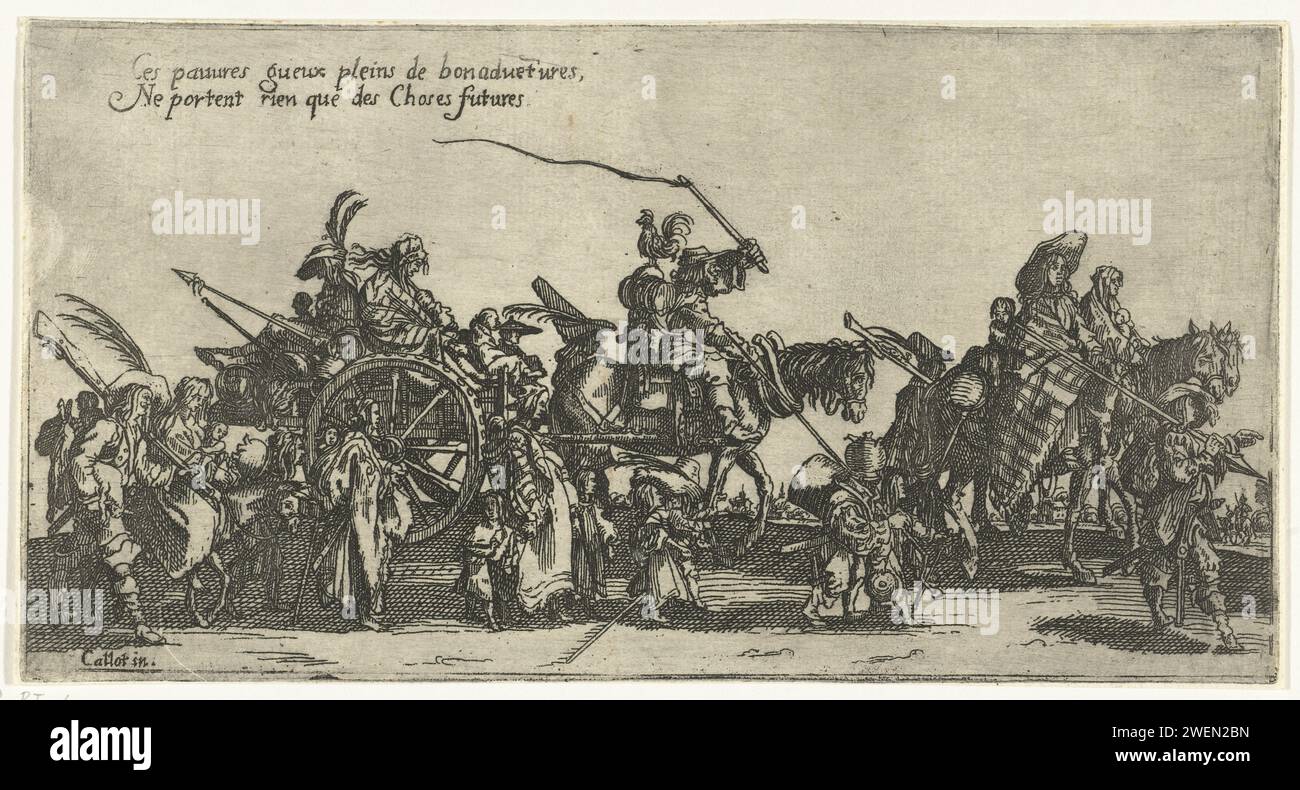 Roma with horses and a cart on the road, Abraham Casembroot, after ...