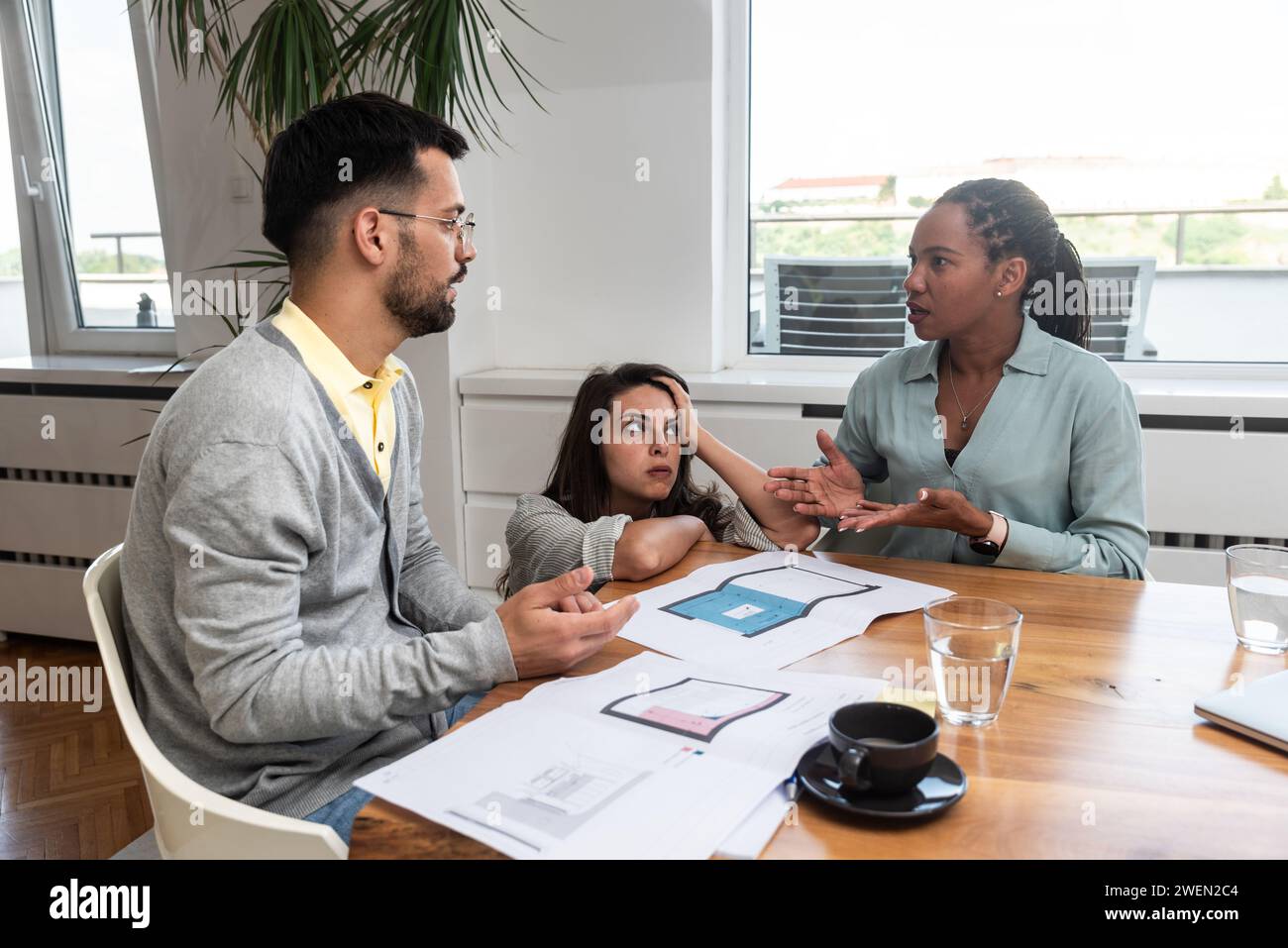 Group of young business people interior and exterior designers ...