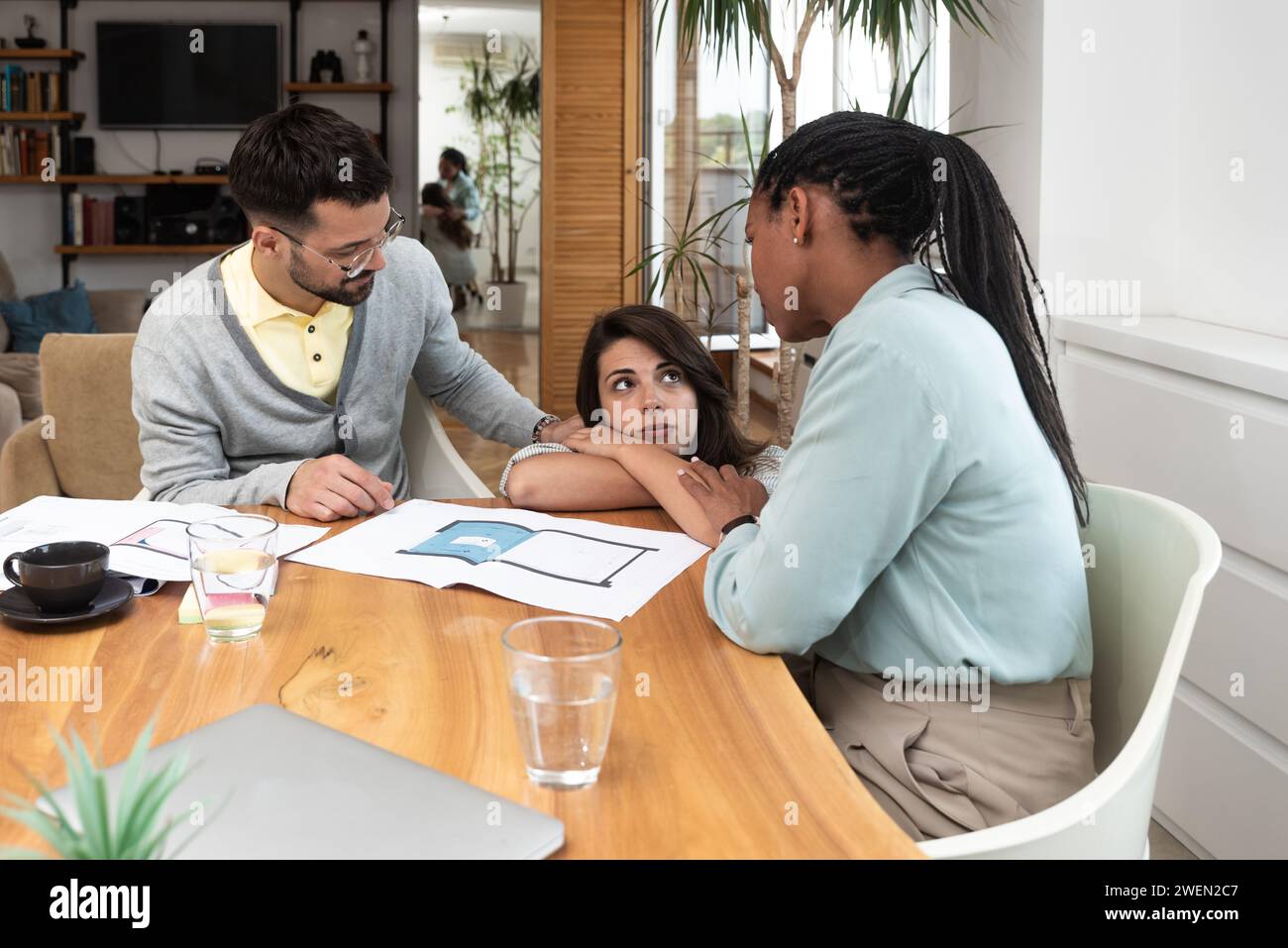 Group of young business people interior and exterior designers ...