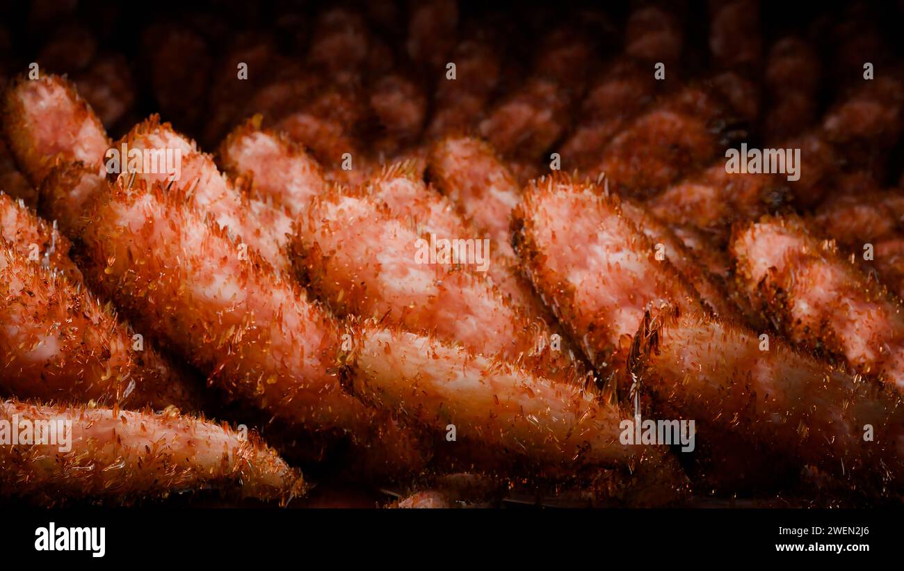 intestinal villi, Red microvilli in a intestinal tract. close-up ...