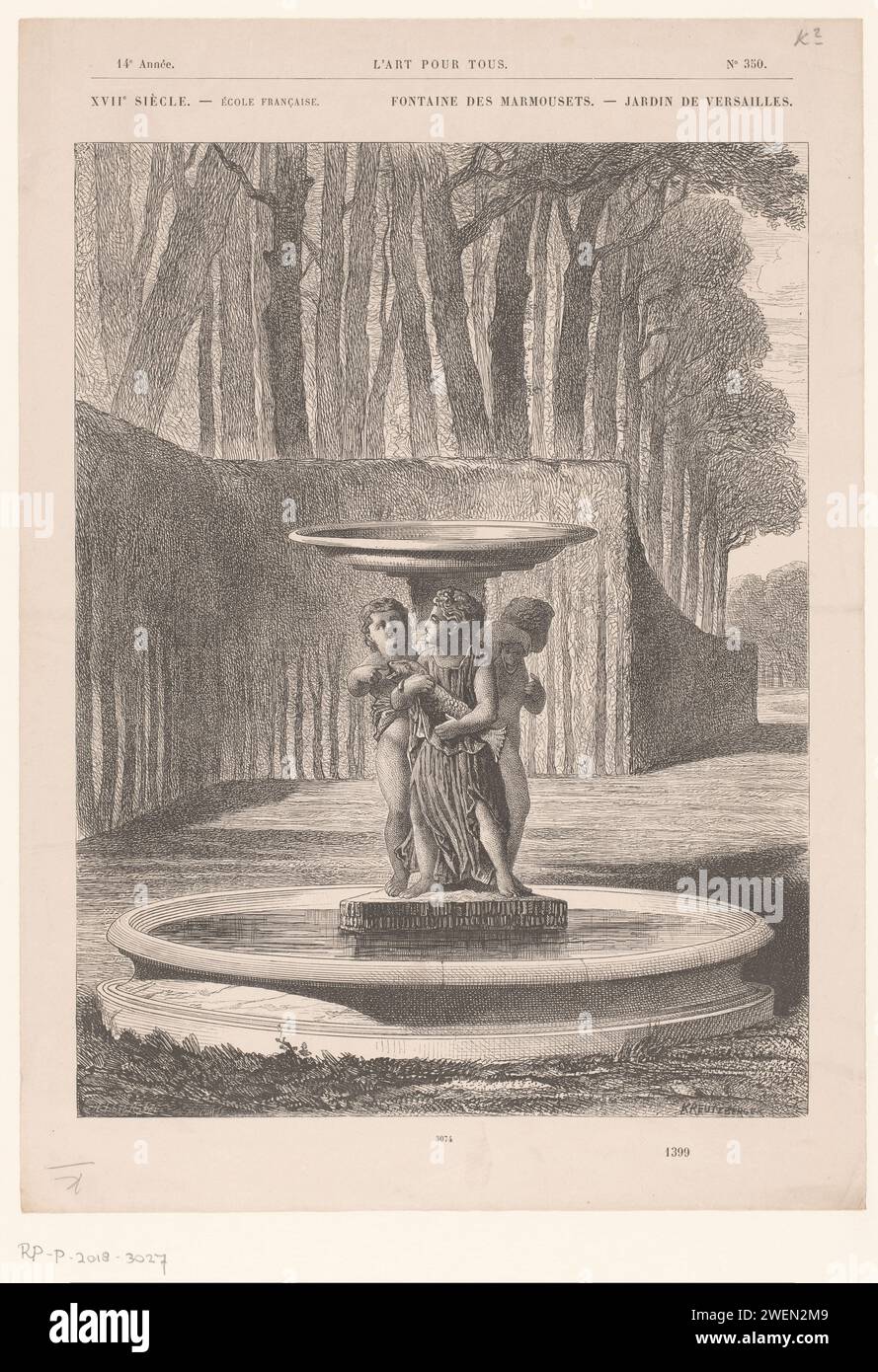 Fountain with children's figures, one of them with a fish in the poor ...