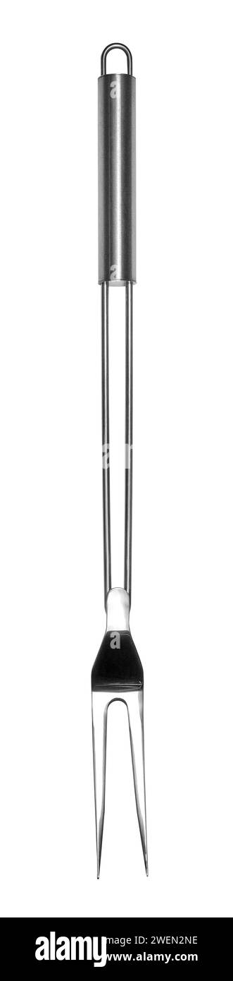 Glossy barbecue fork made of steel isolated on white background Stock ...