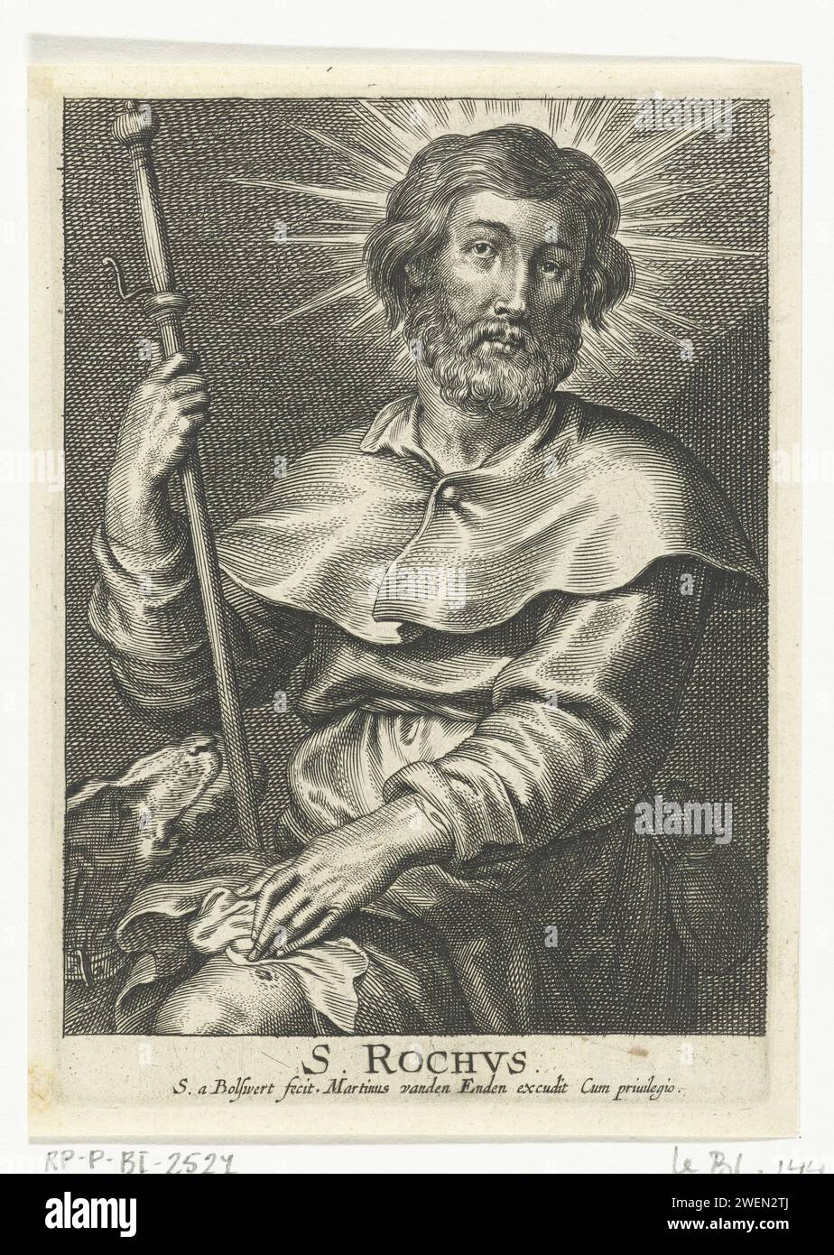 Saint Rochus as a pilgrim with ulcer, Schelte Adamsz. Bolswert, after ...