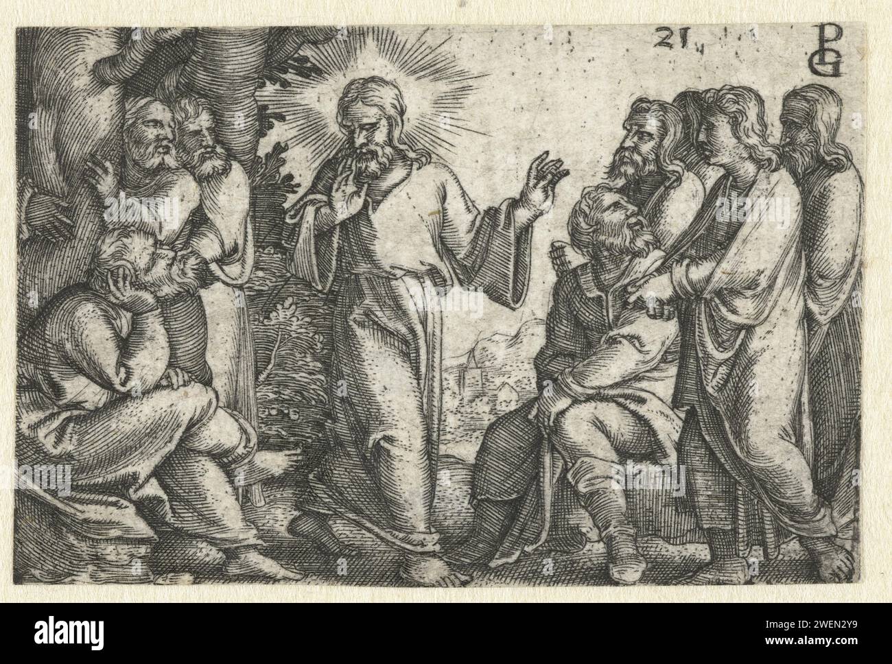 Christ teaches the disciples, Georg Pencz, 1534 - 1535 print paper ...
