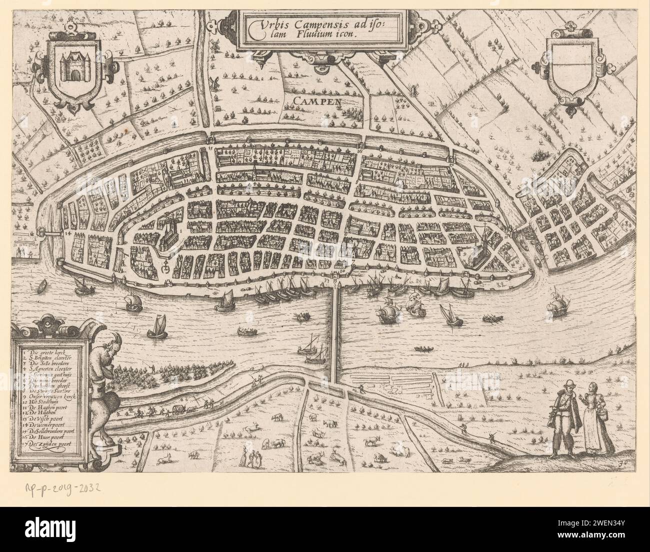 Map of Kampen, Anonymous, 1612 print Numbered at the bottom right: 30 ...