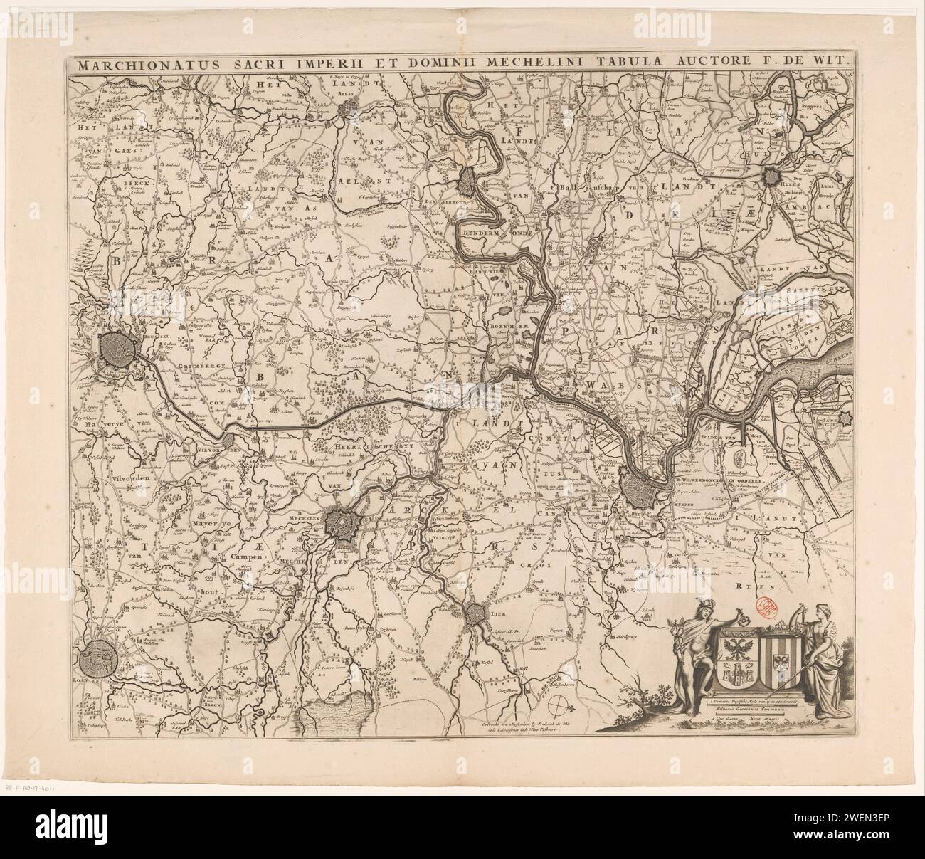 Map of a part of Flanders, Anonymous, 1670 - 1706 print Map of a part ...