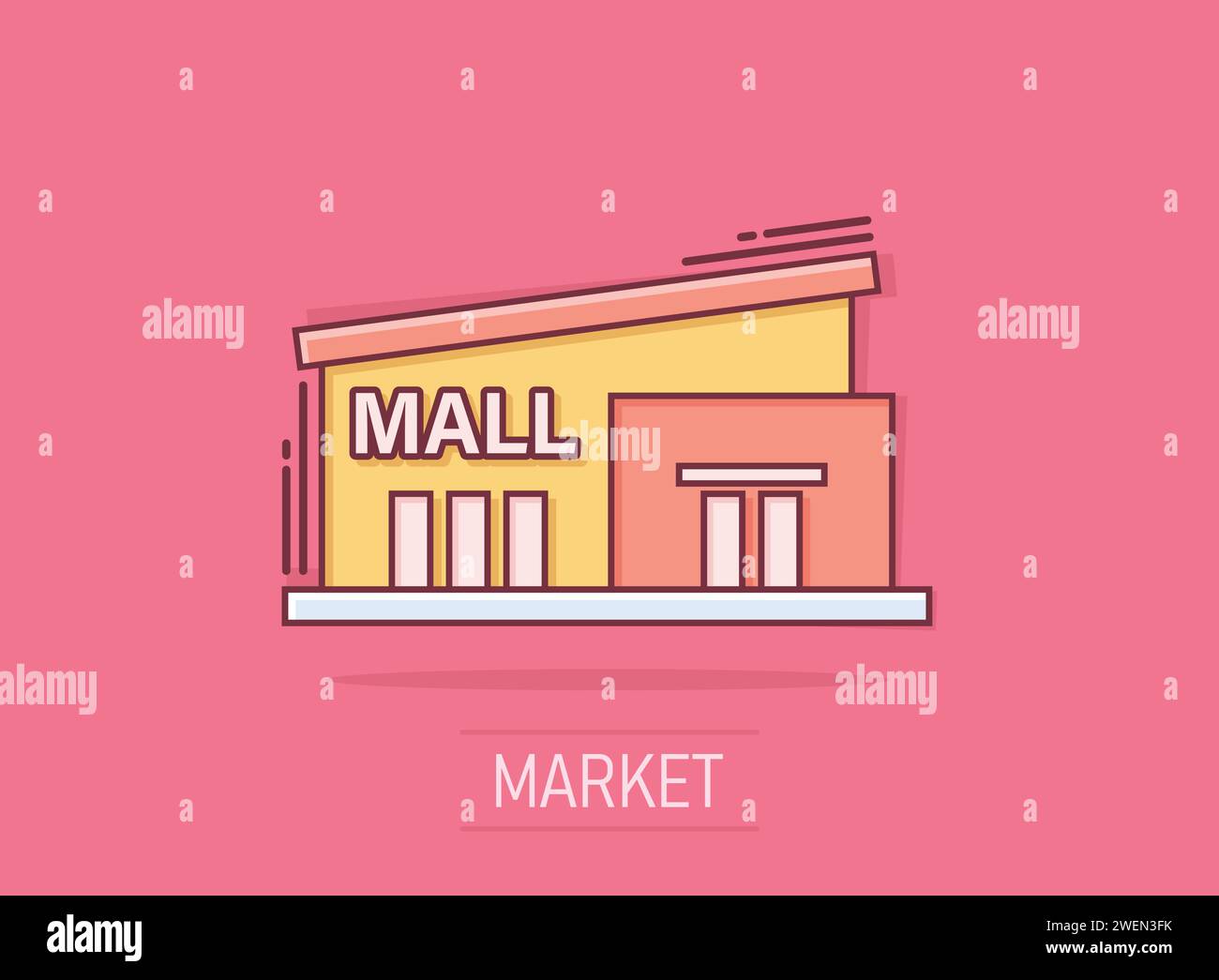 Mall icon in comic style. Store cartoon vector illustration on isolated ...