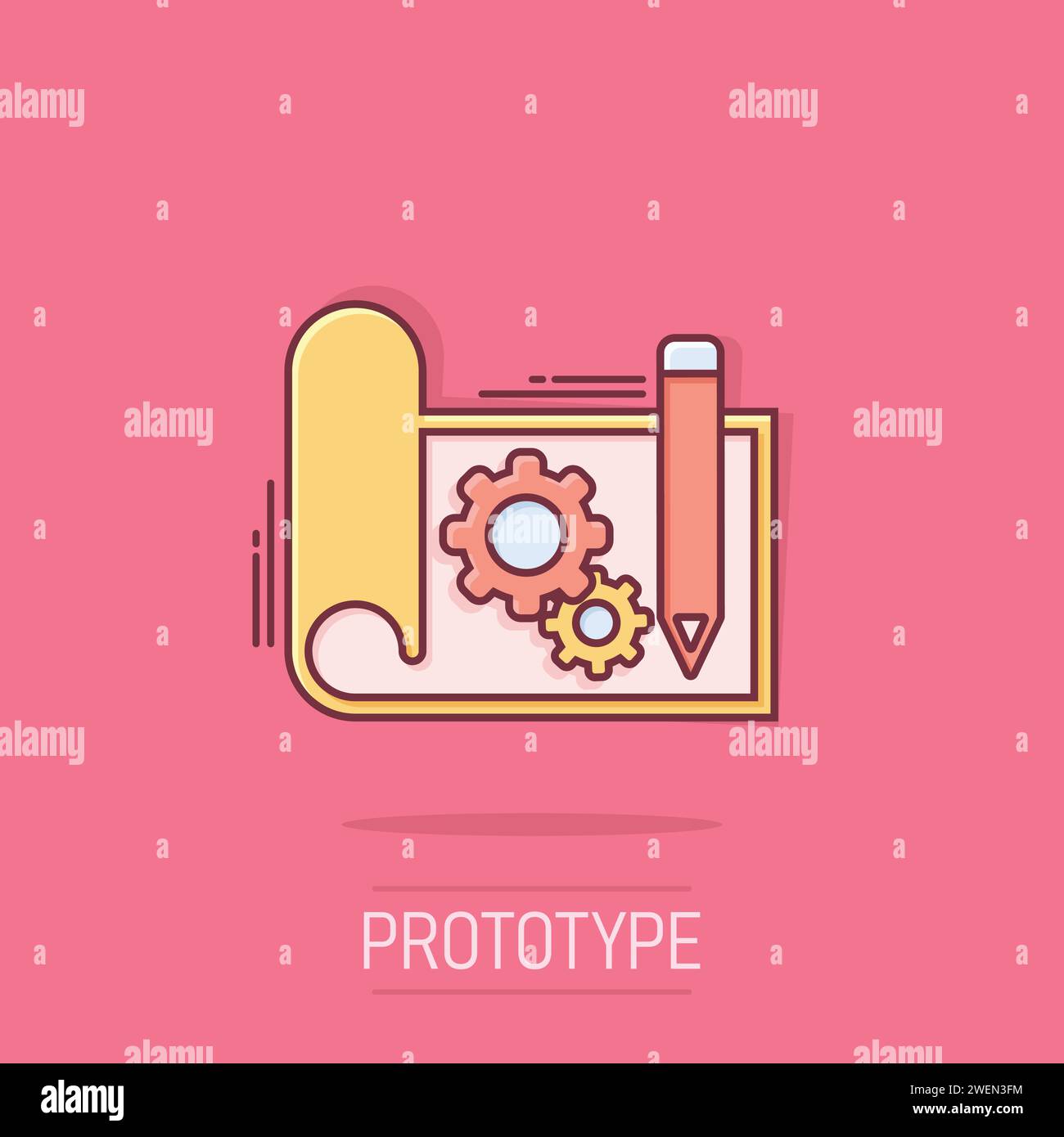 Prototype icon in comic style. Startup cartoon vector illustration on ...