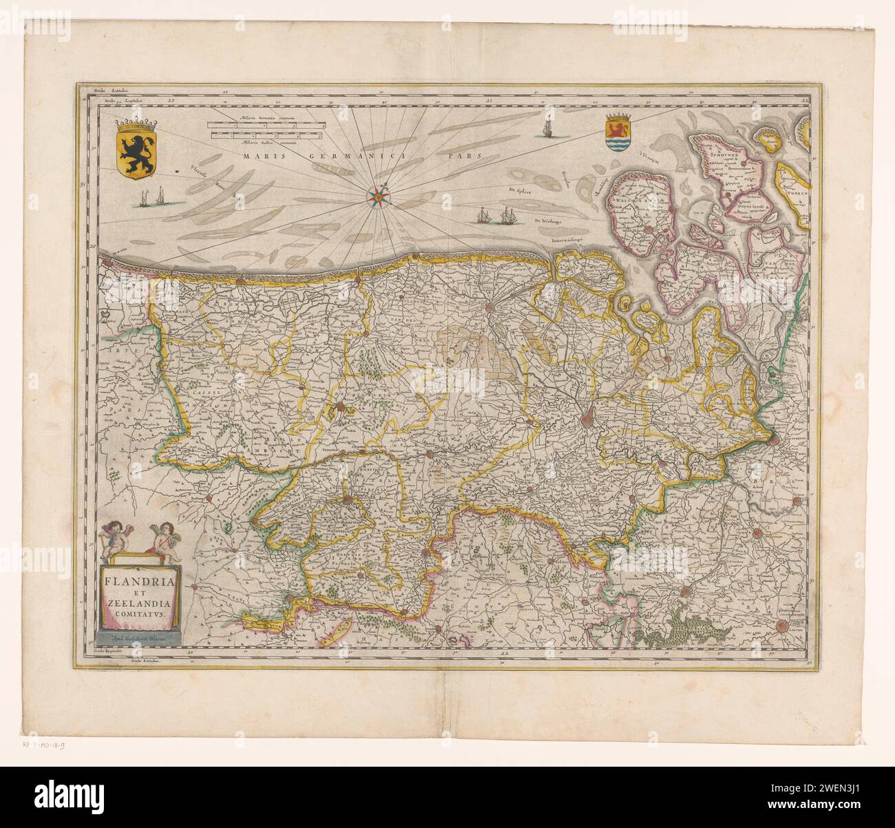 Map of the counties of Flanders and Zeeland, Anonymous, 1647 - 1664 ...