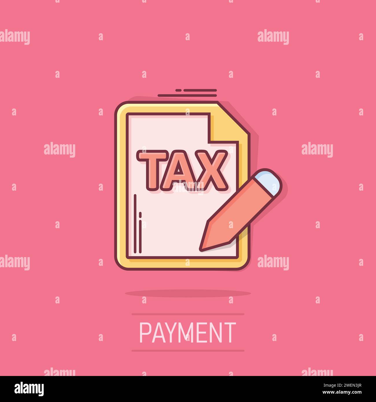 Tax payment icon in comic style. Budget invoice cartoon vector ...
